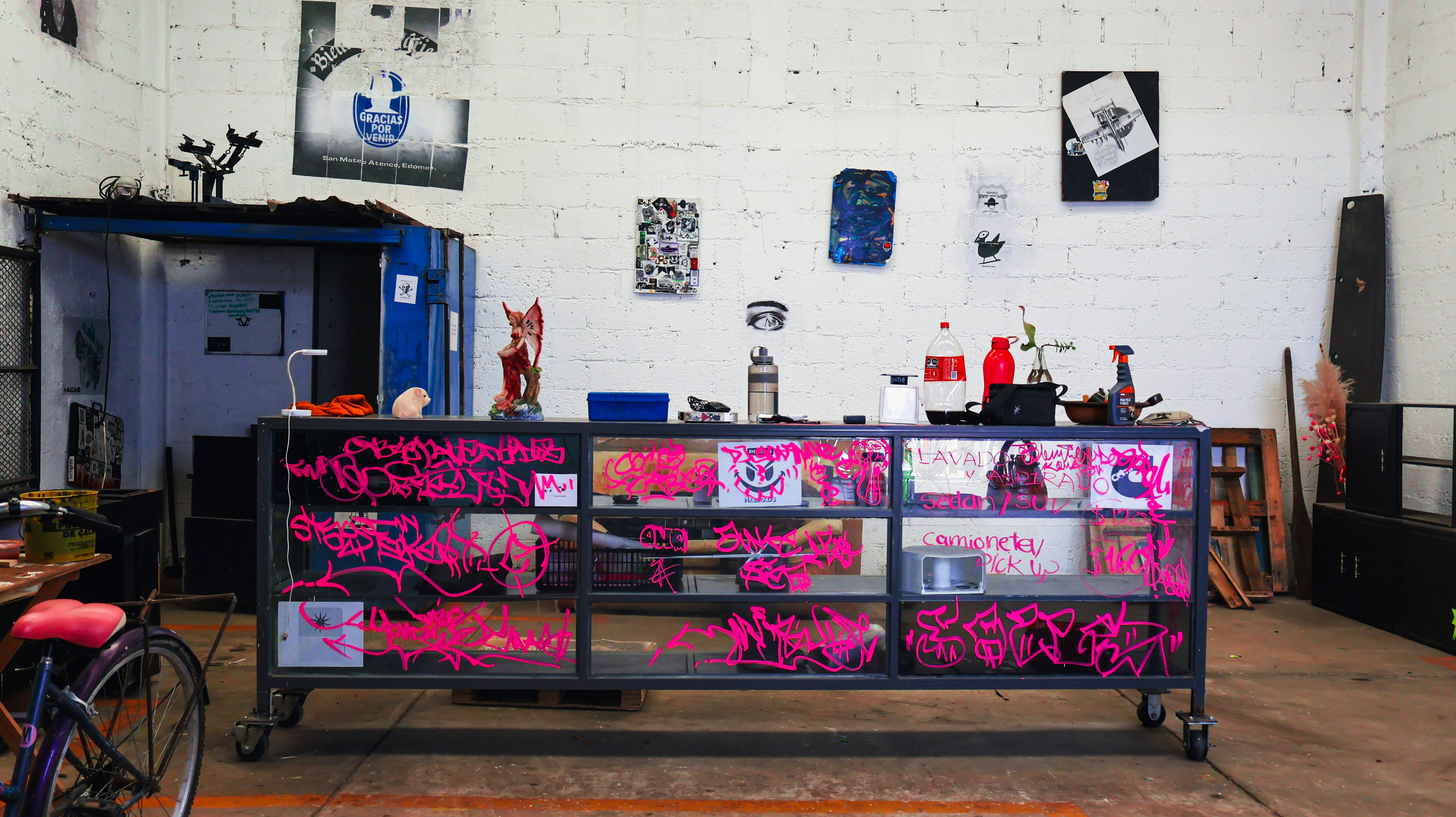 Graffiti-tinged Workspace: A Front Desk of Colorful Contrasts