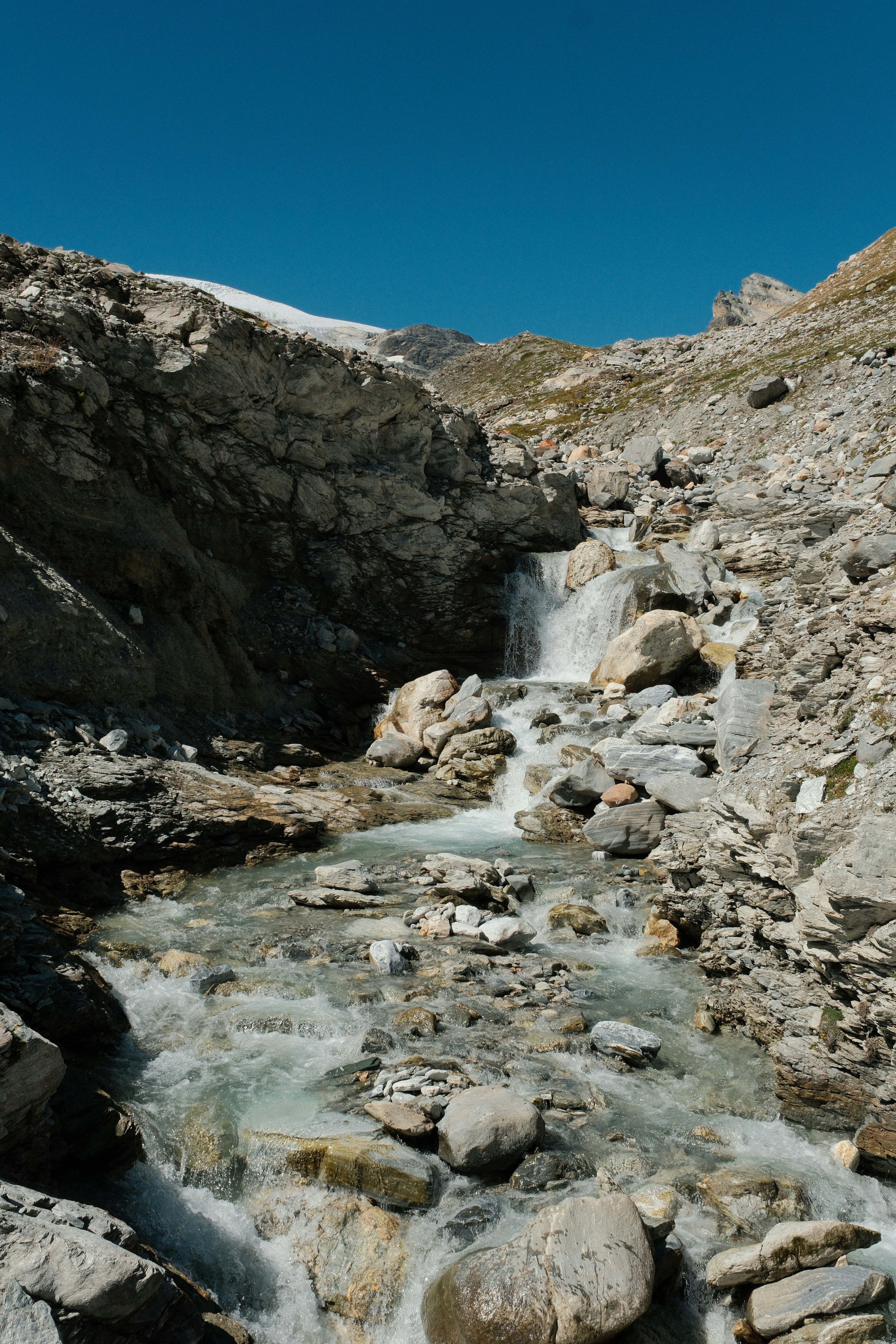 A Mountain Cascade Carved by Time