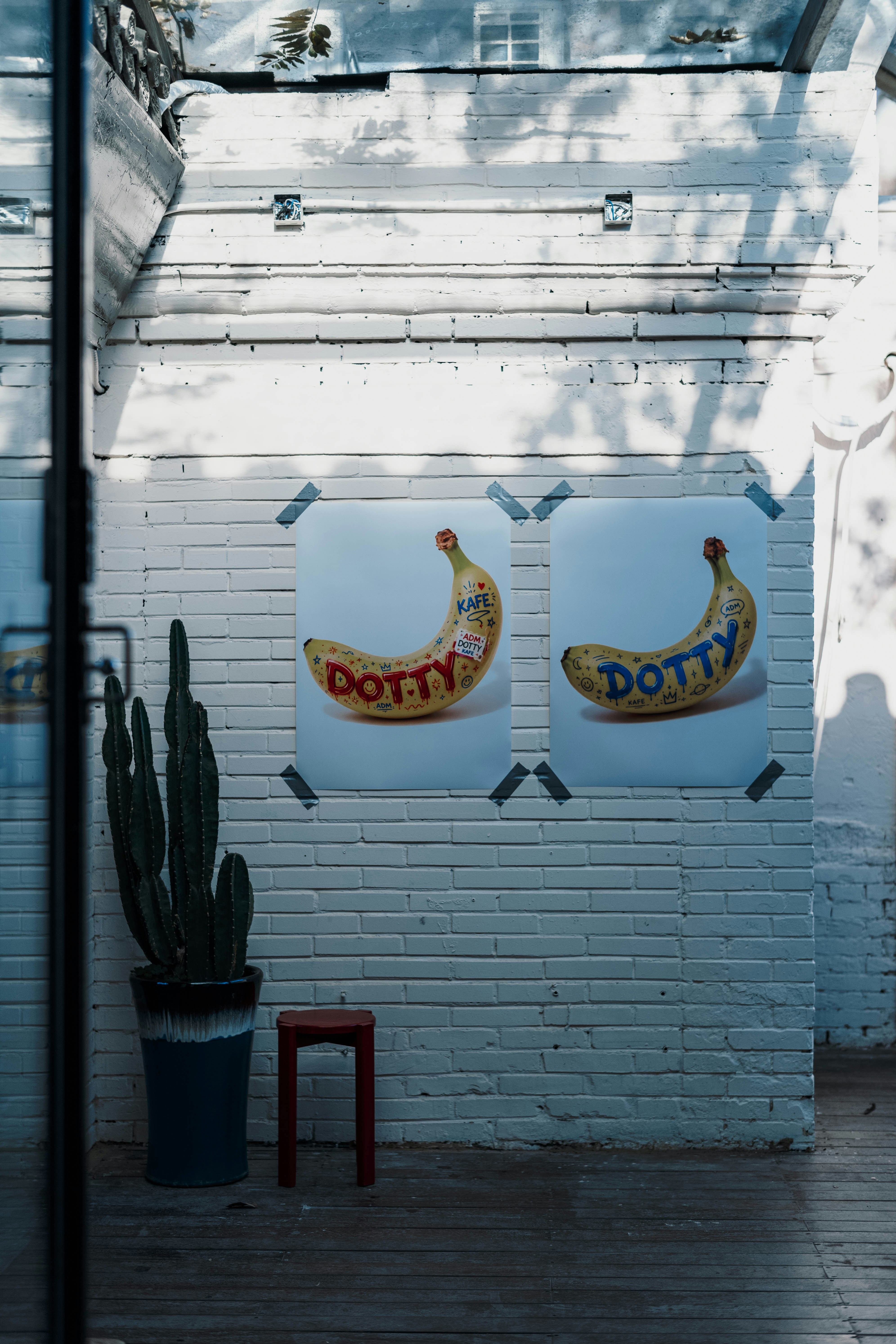 Banana Art in a Quiet Courtyard