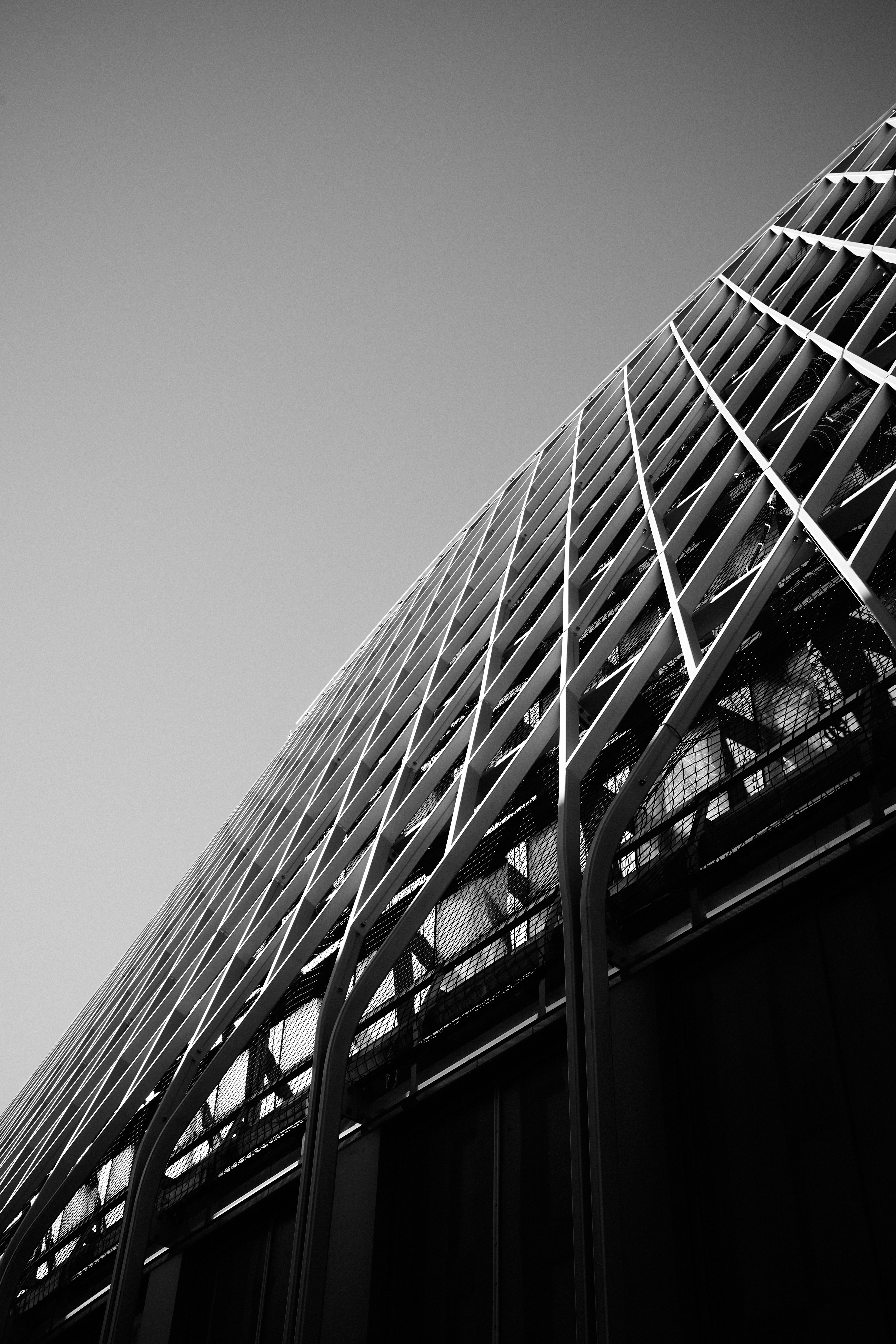 Diagonal Mesh: A Modern Facade in Monochrome