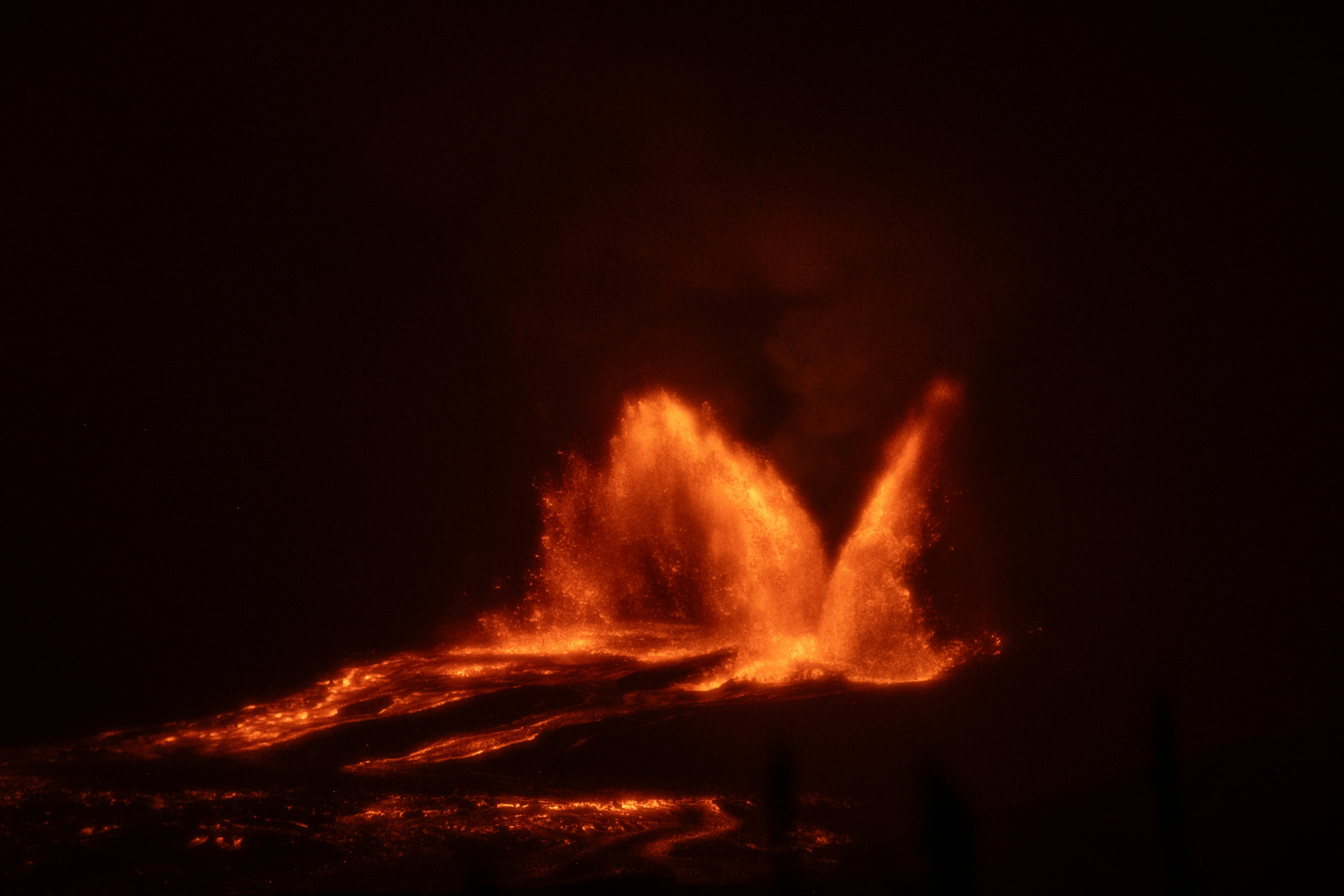 Lava Fountain Illuminates the Night Sky