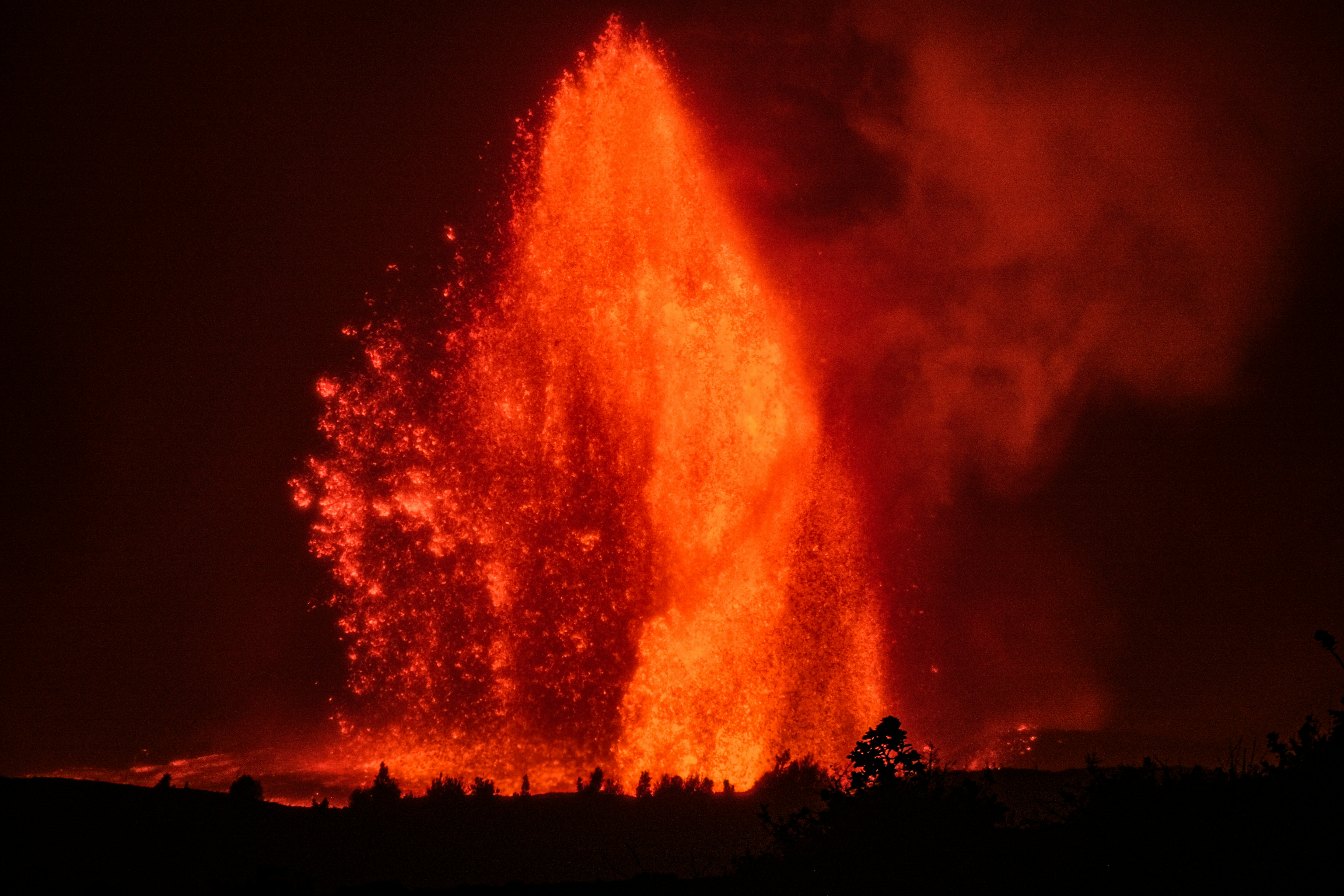 Lava Fountain Ignites the Night Sky