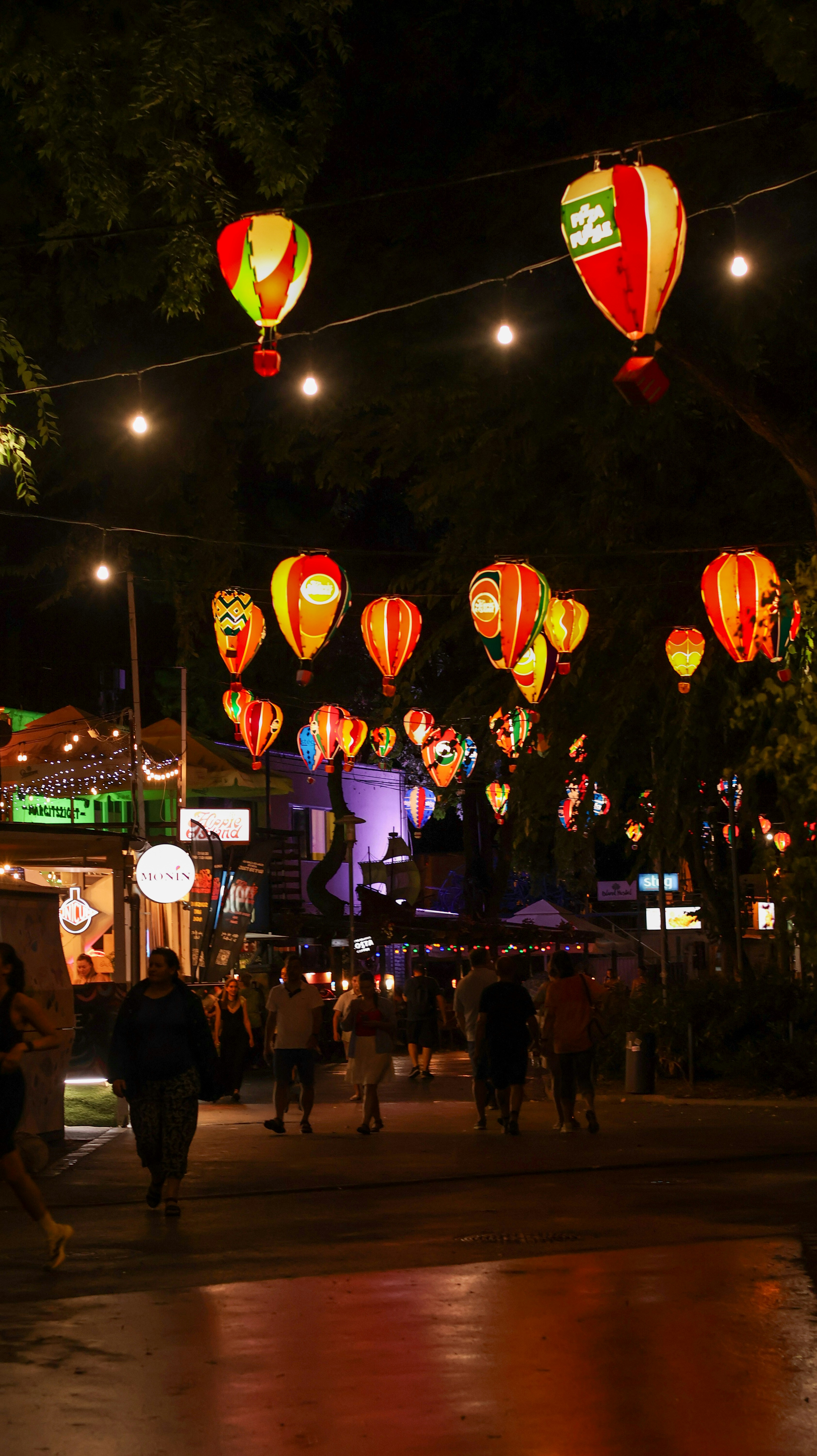Lantern Night Market: Floating Orbs Above a Walkway