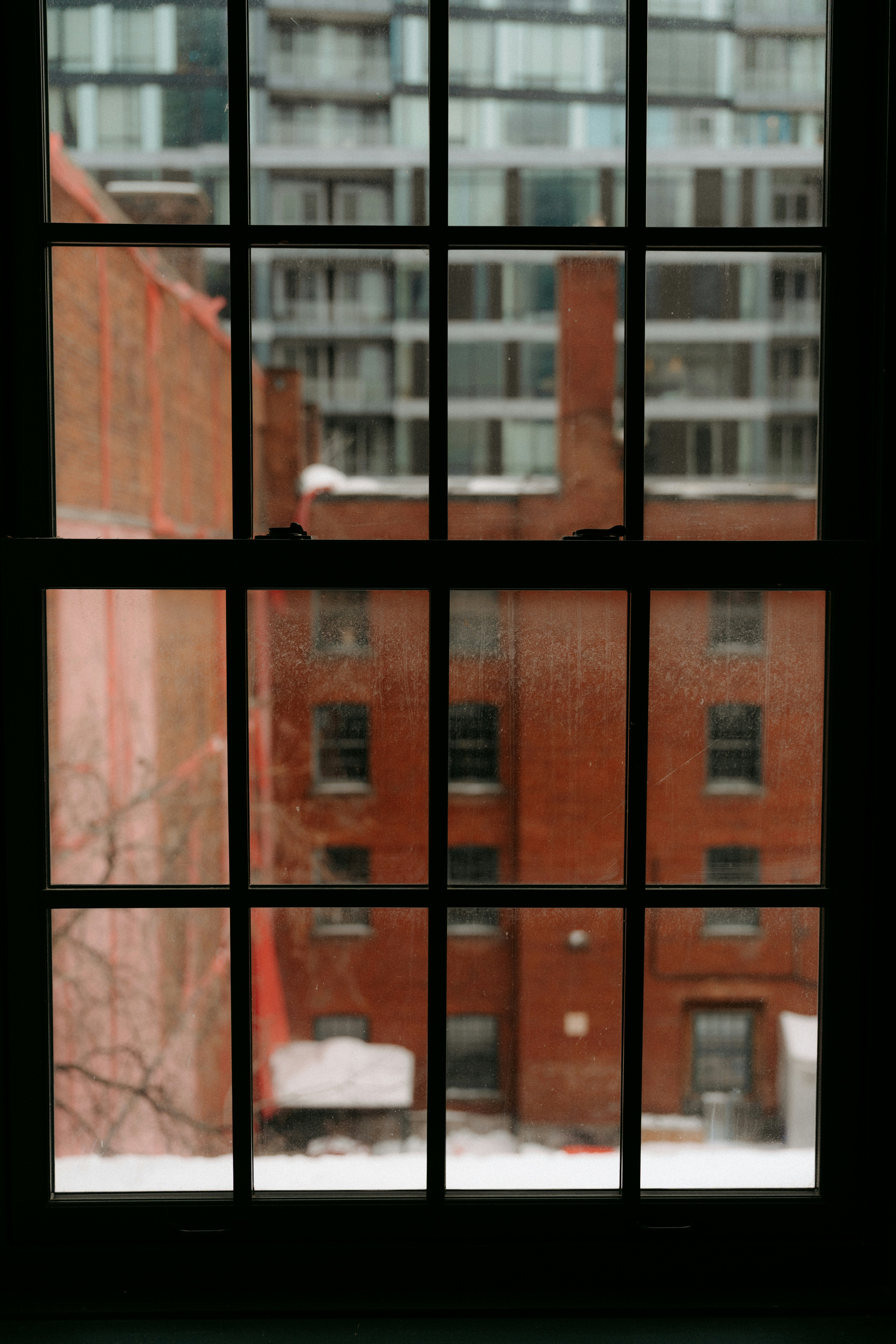 Brick-Garden Vista through a Framed Window