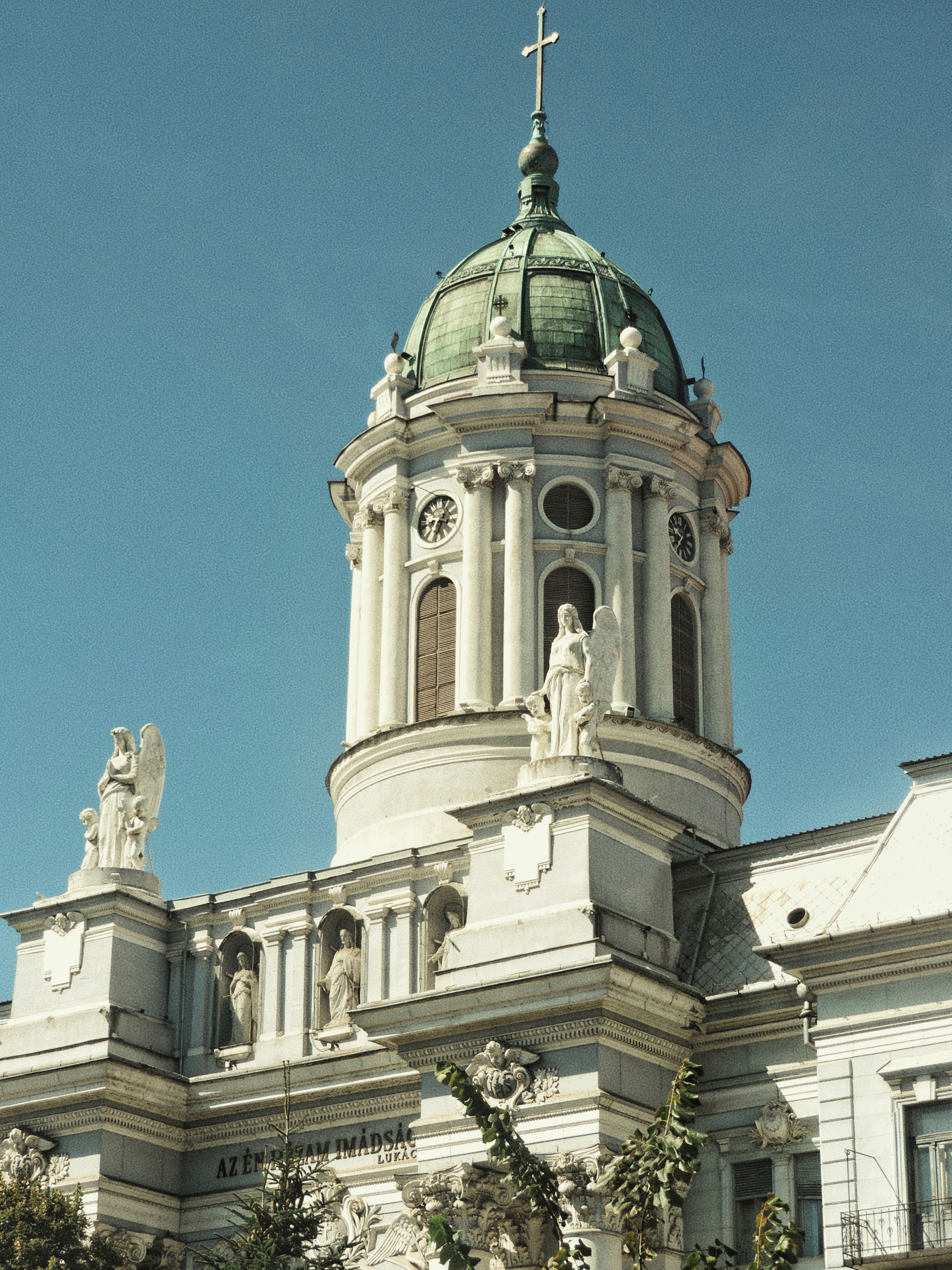 Dome of Light: A Cathedral’s Clocktower Reaches Toward a Clear Sky