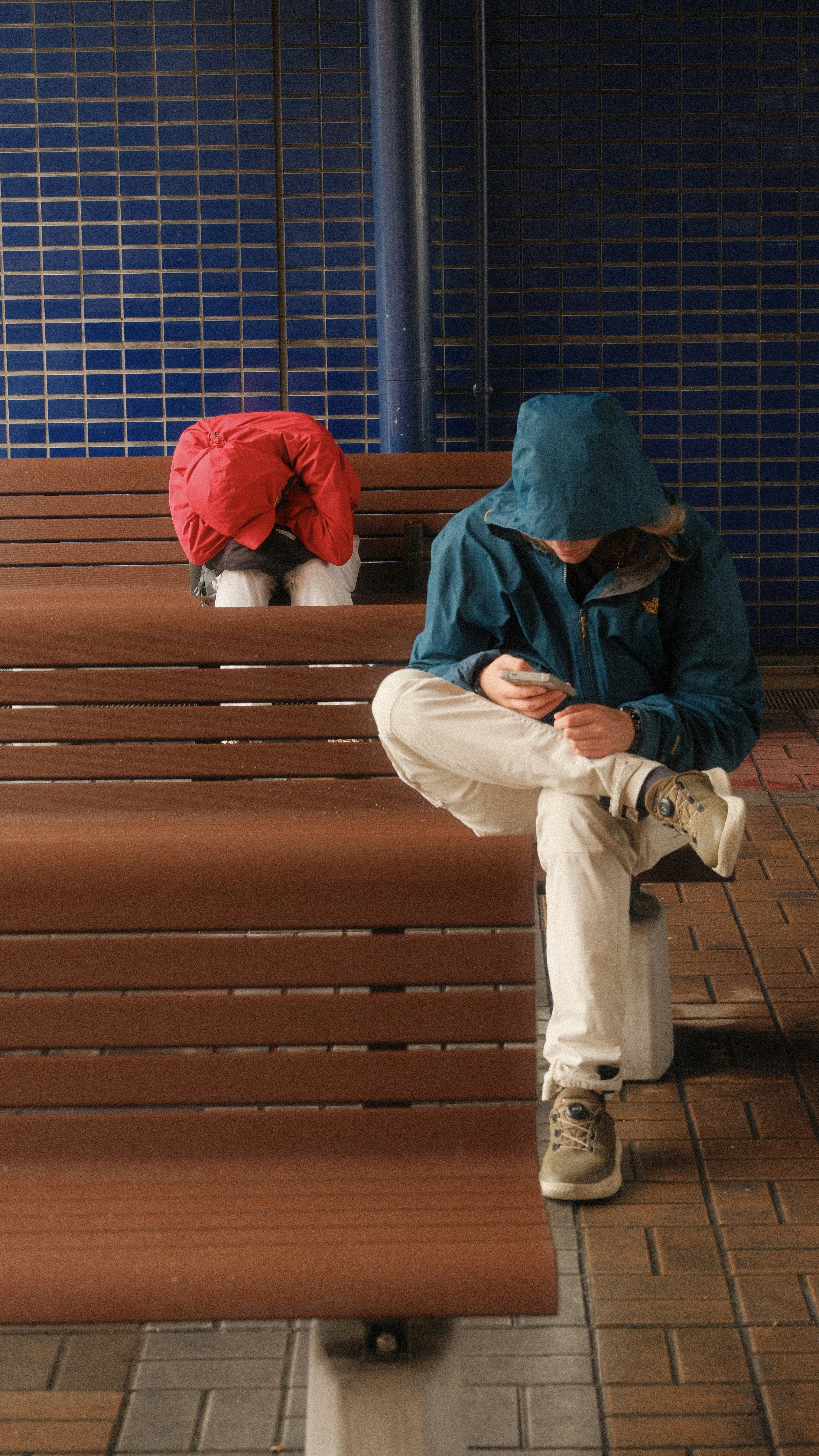 Quiet Wait in the Subway of Colors
