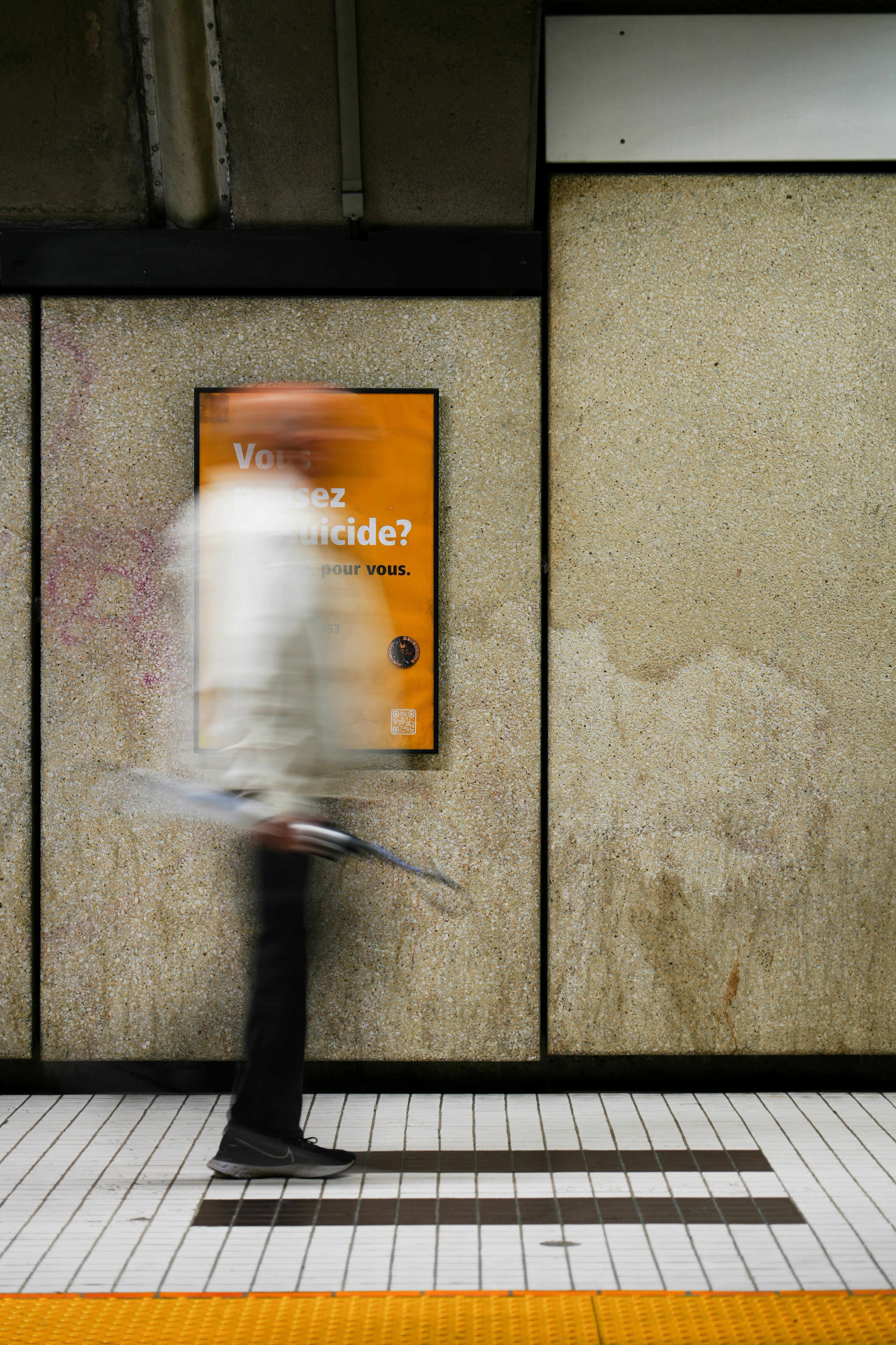 Blurred Footsteps in an Orange-Named Corridor