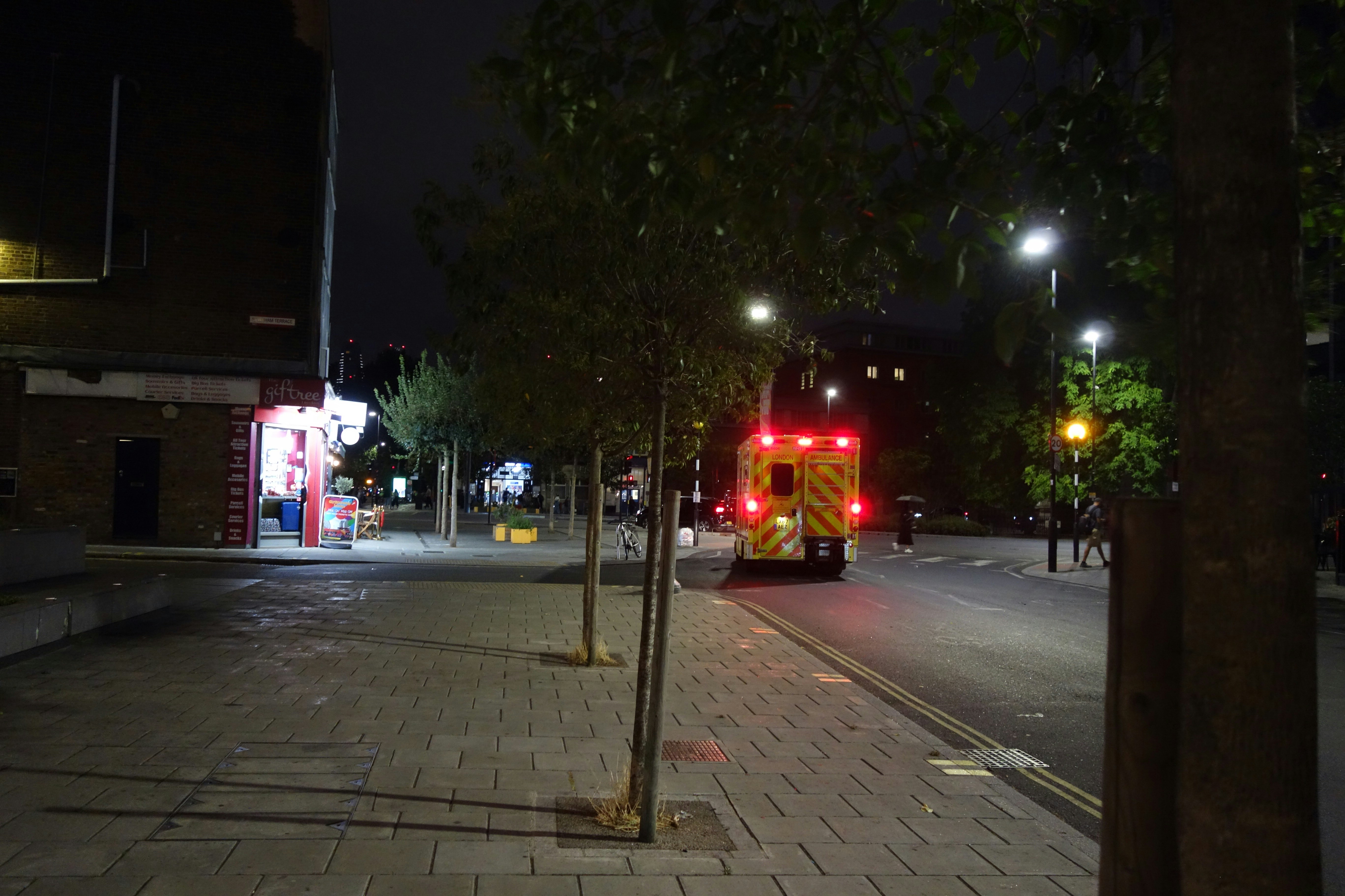 Night Streetalight: An Emergency Scene at Midnight
