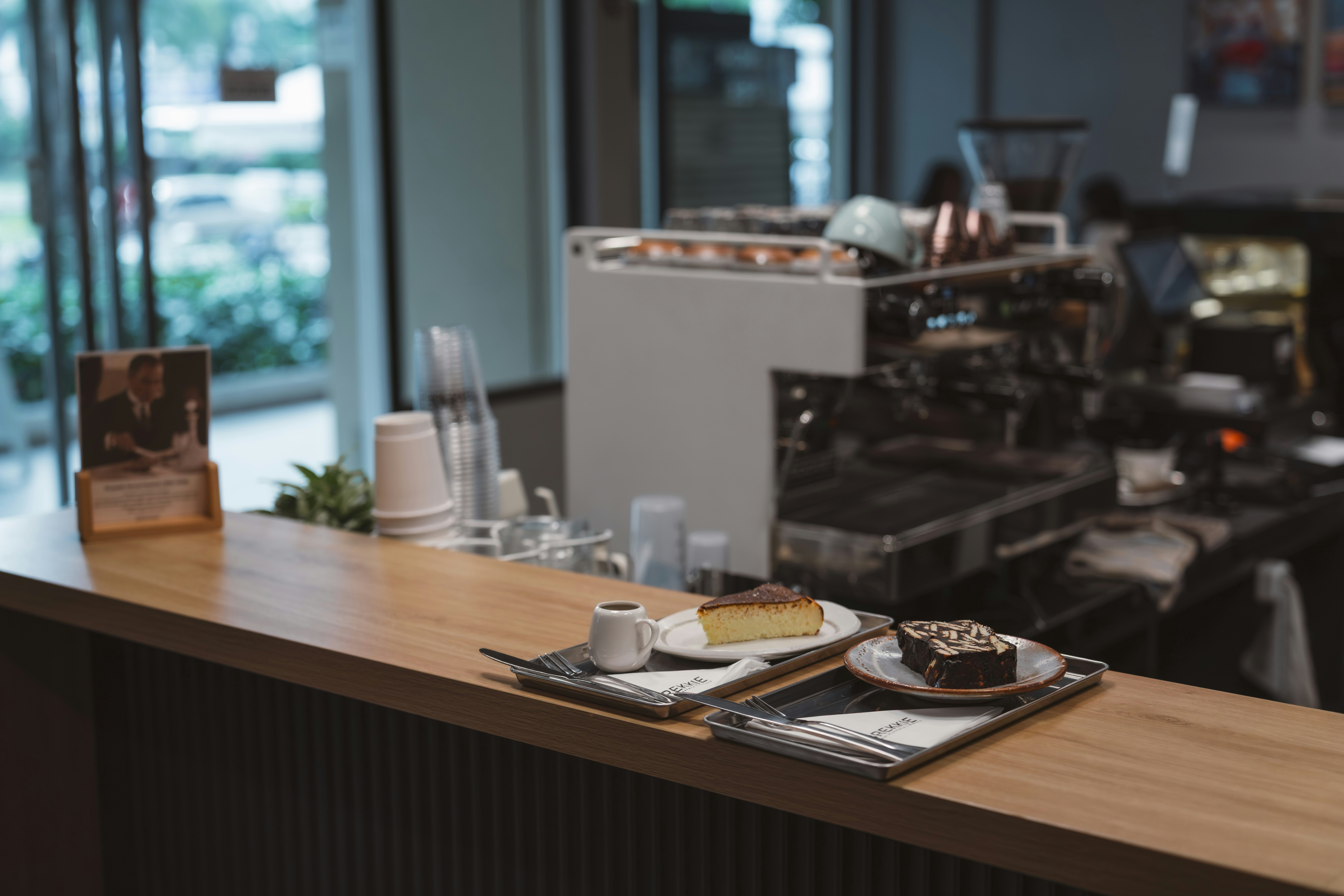 A Quiet Morning at the Cafe Bar with Pastry and Espresso