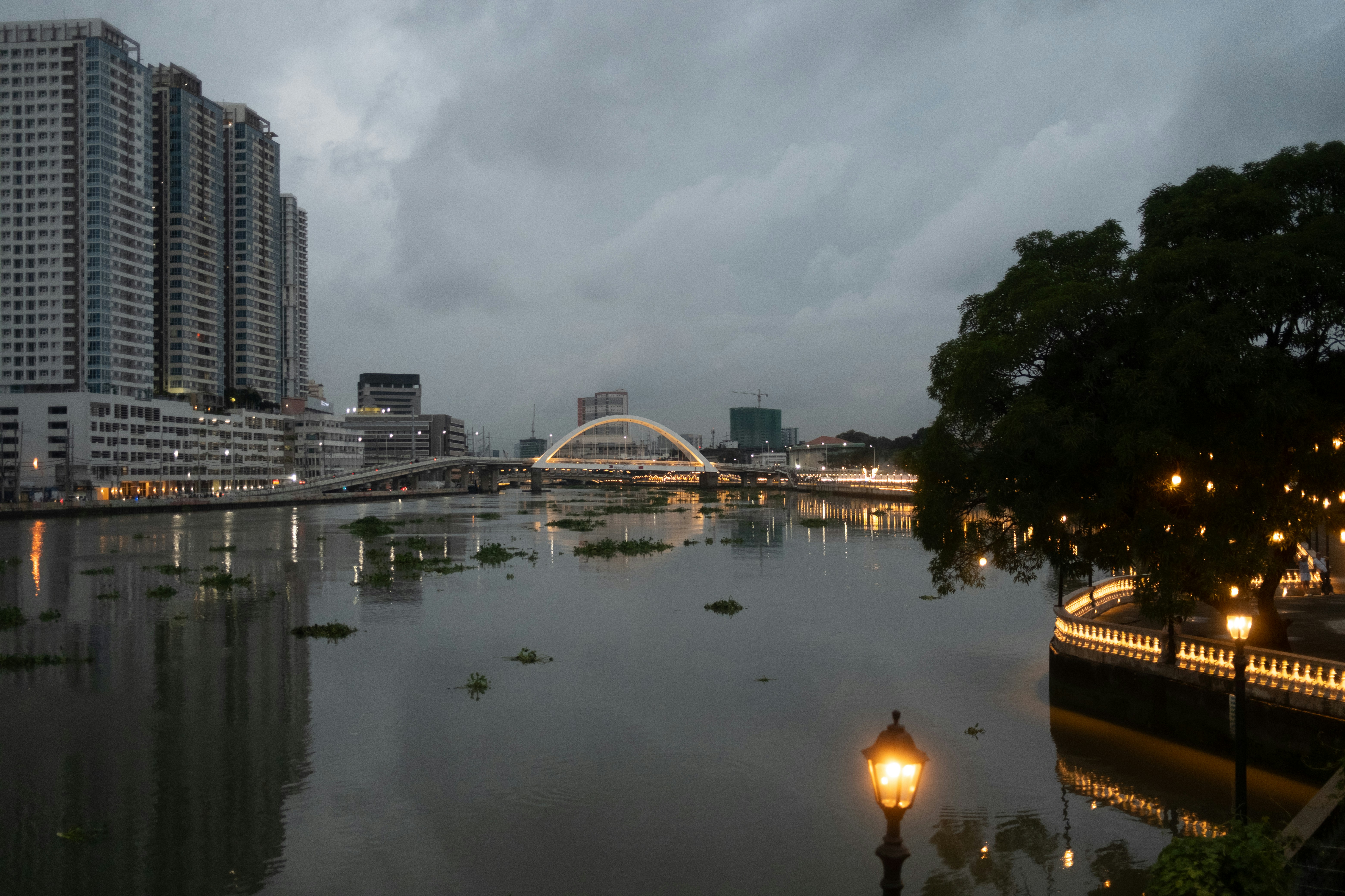 City Arc over Quiet Waters at Dusk