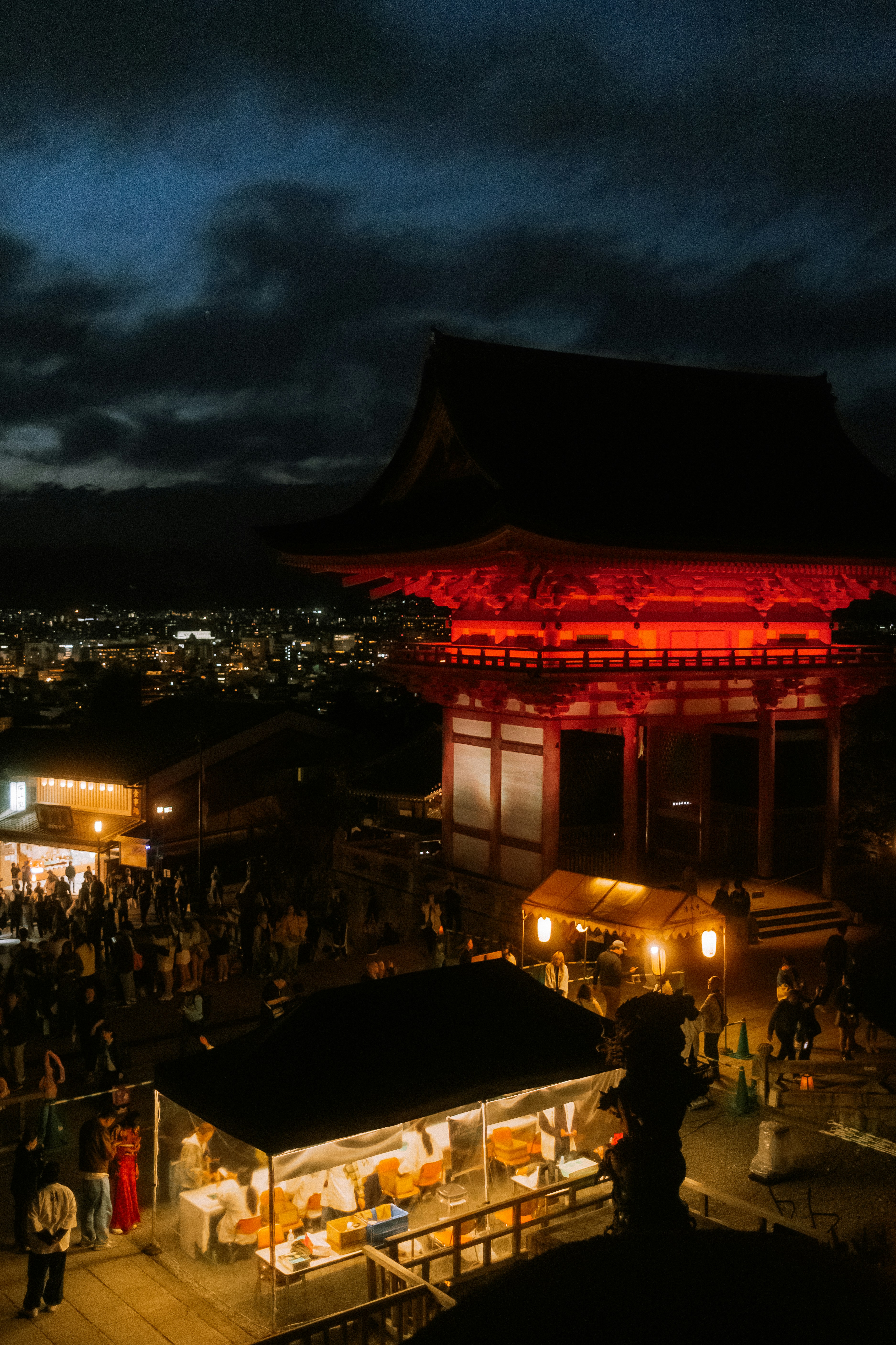 City Night Shrine: Red Glow Over Kyoto Temple