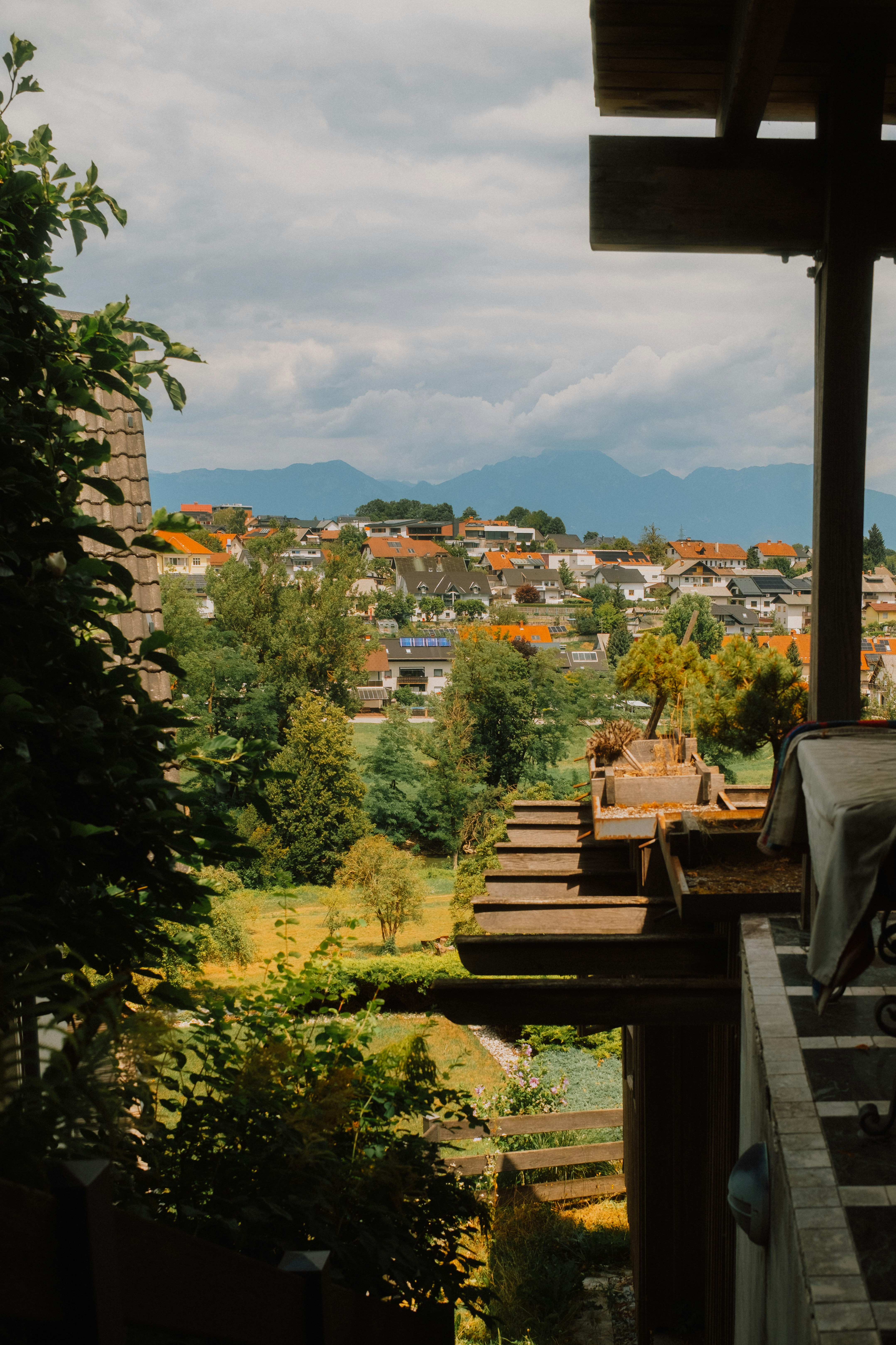 Terraced Construction Framing a Quiet Valley Town
