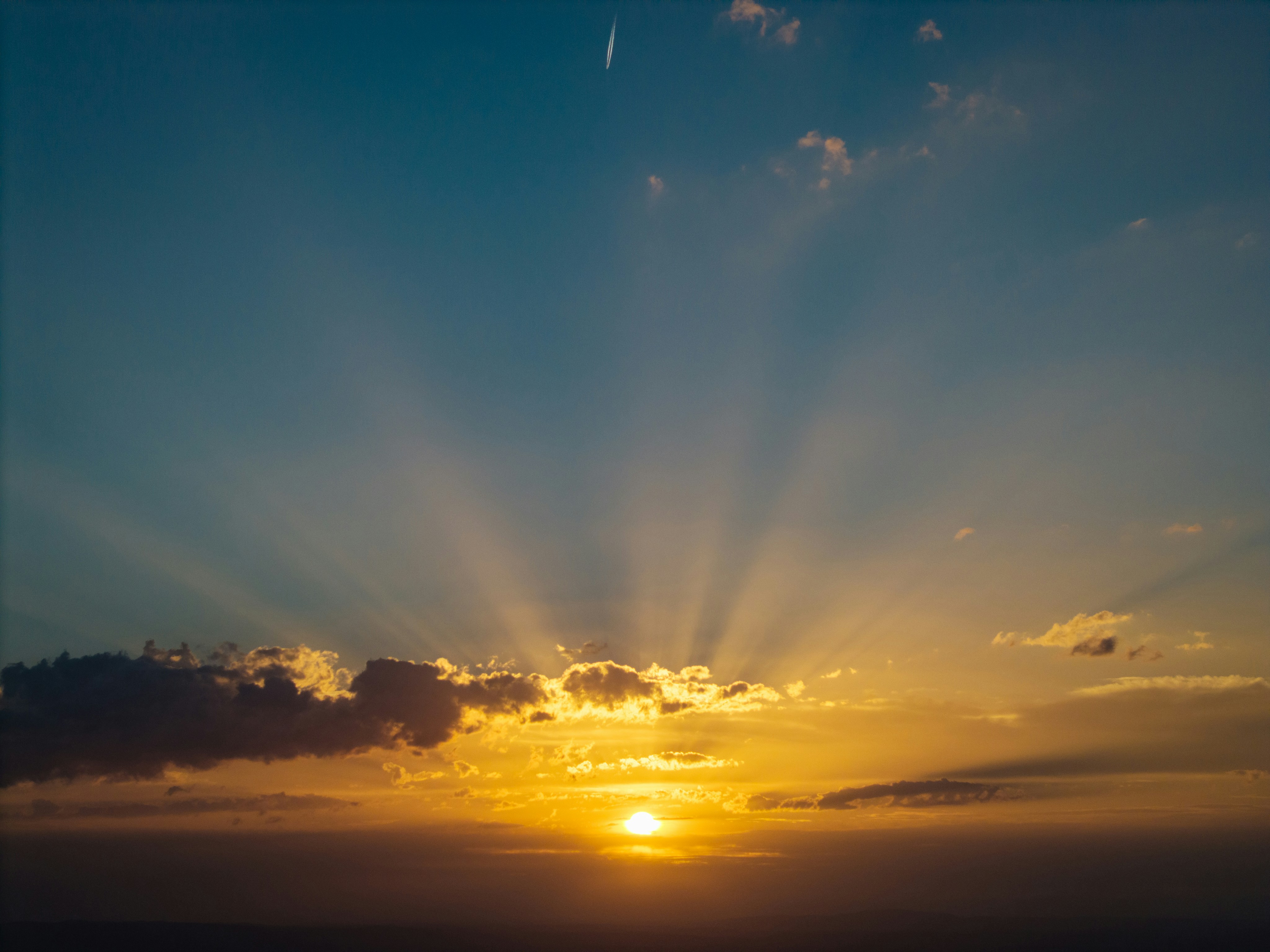 Sunburst Over the Horizon: Golden Hour from a Drone