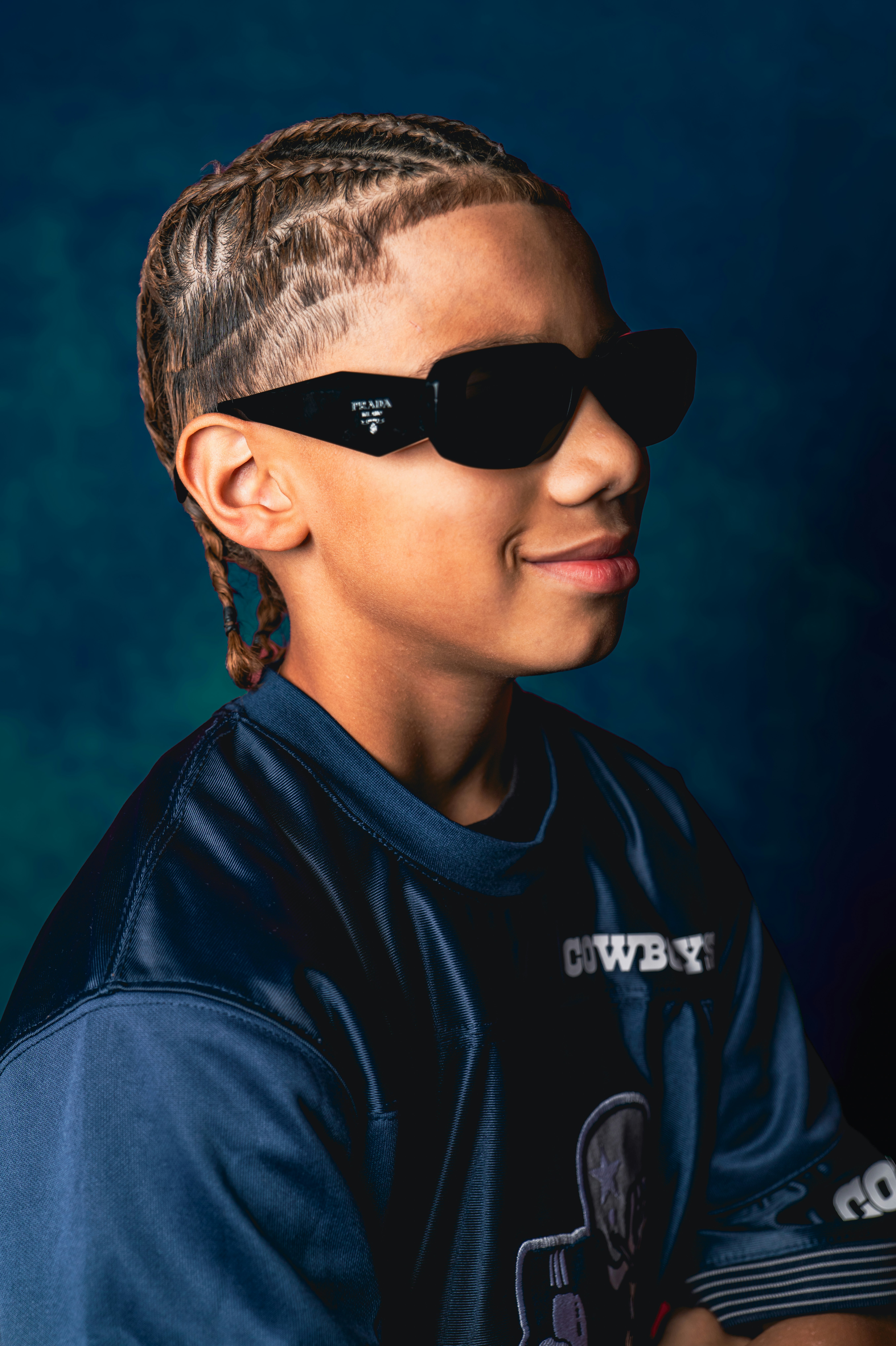 Shadowed Smile in Cool Neon Frames