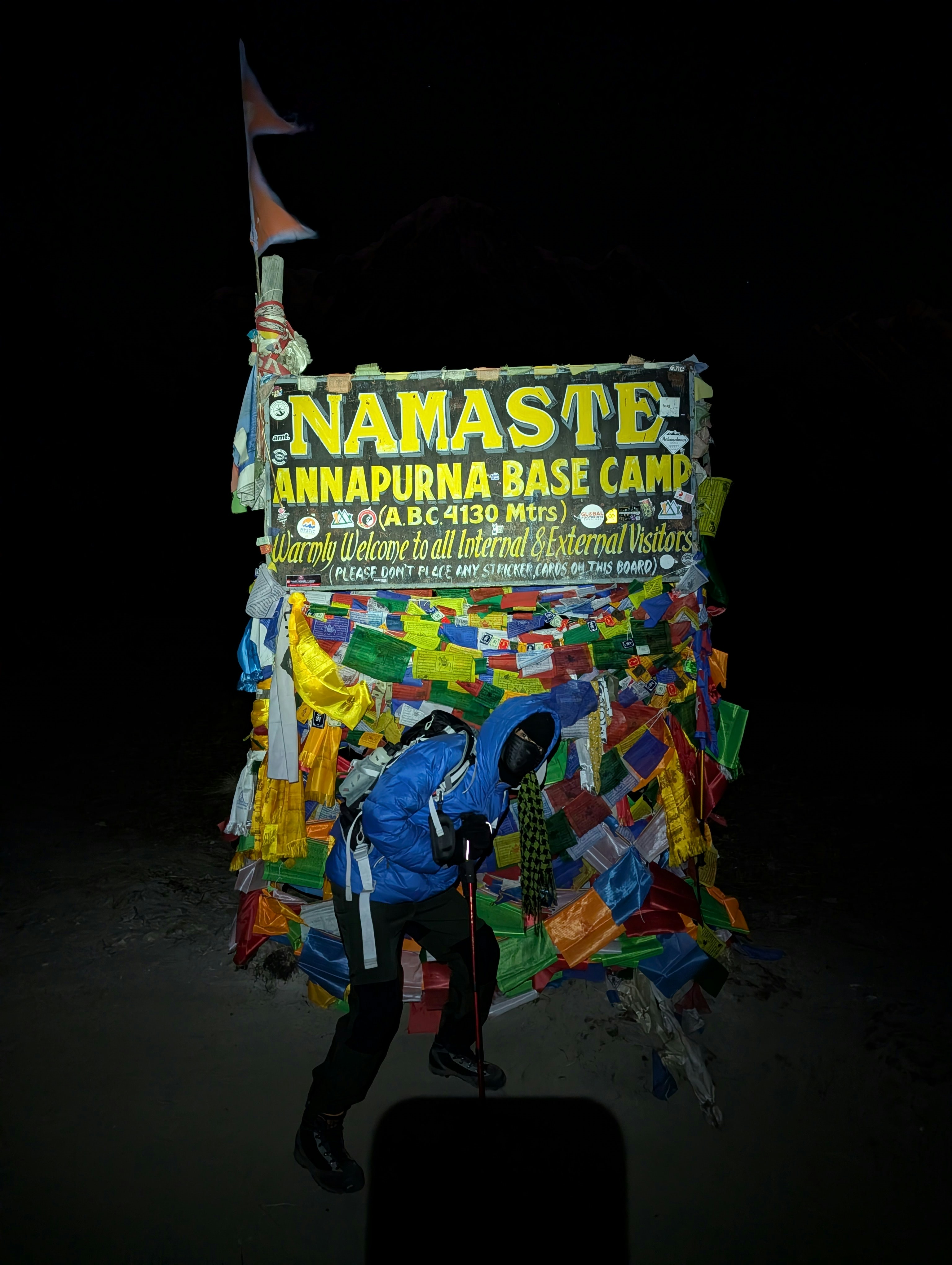 Namaste at the Base Camp: A Traveler’s Prayer under Colorful Flags