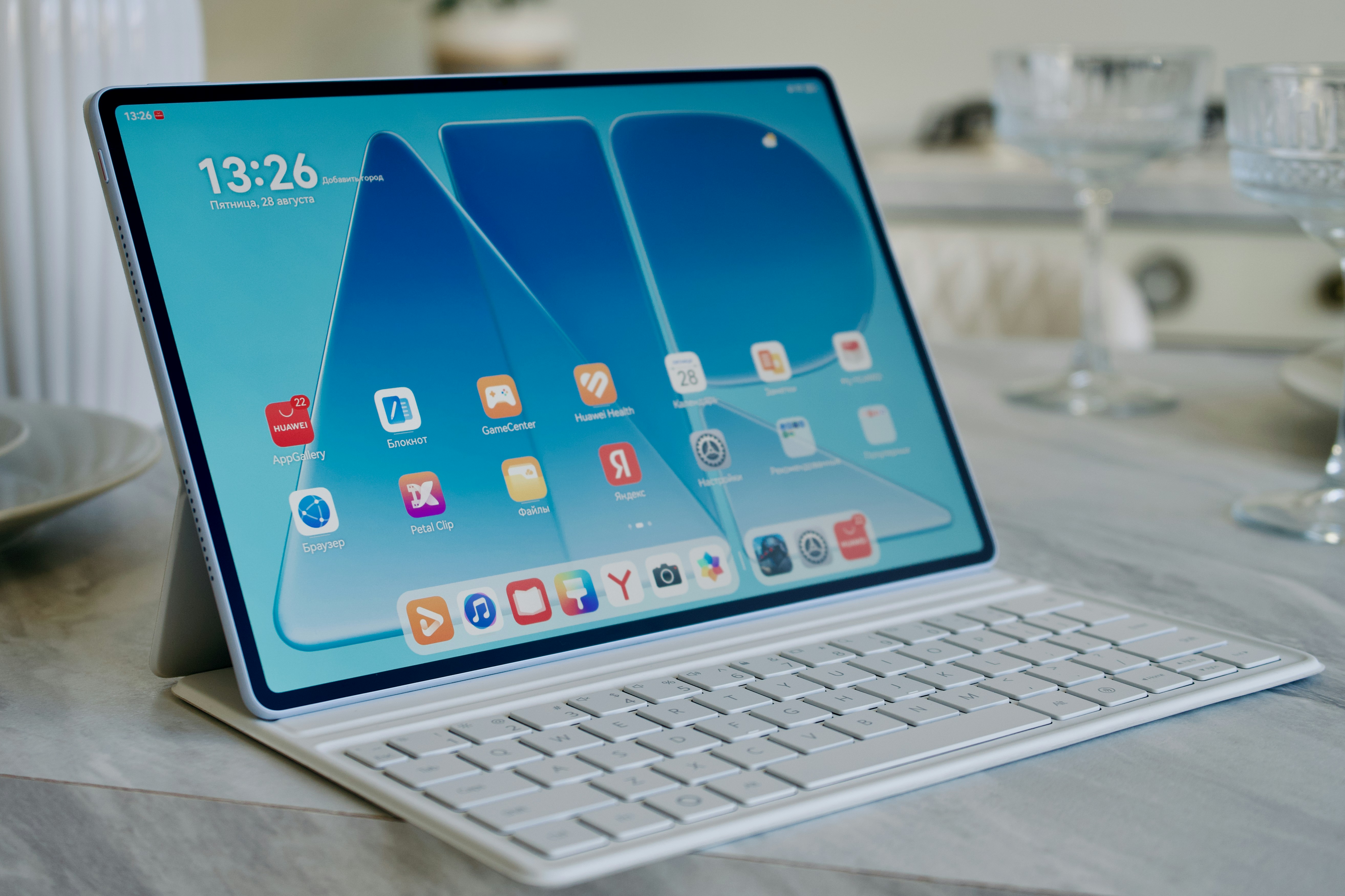Modern Tablet in Studio Aesthetic with Detachable Keyboard