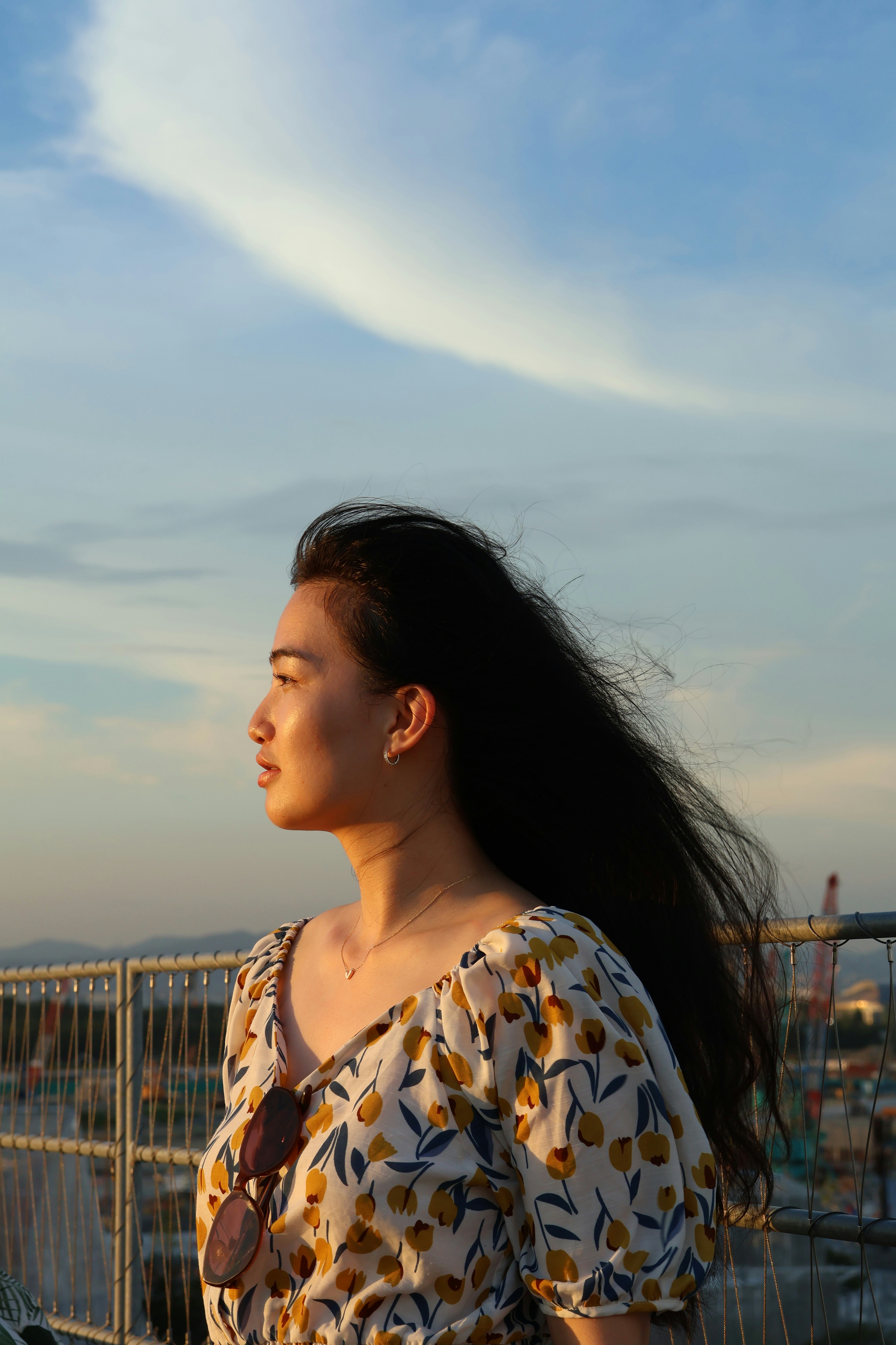 Profile in Golden Light by the Waterfront