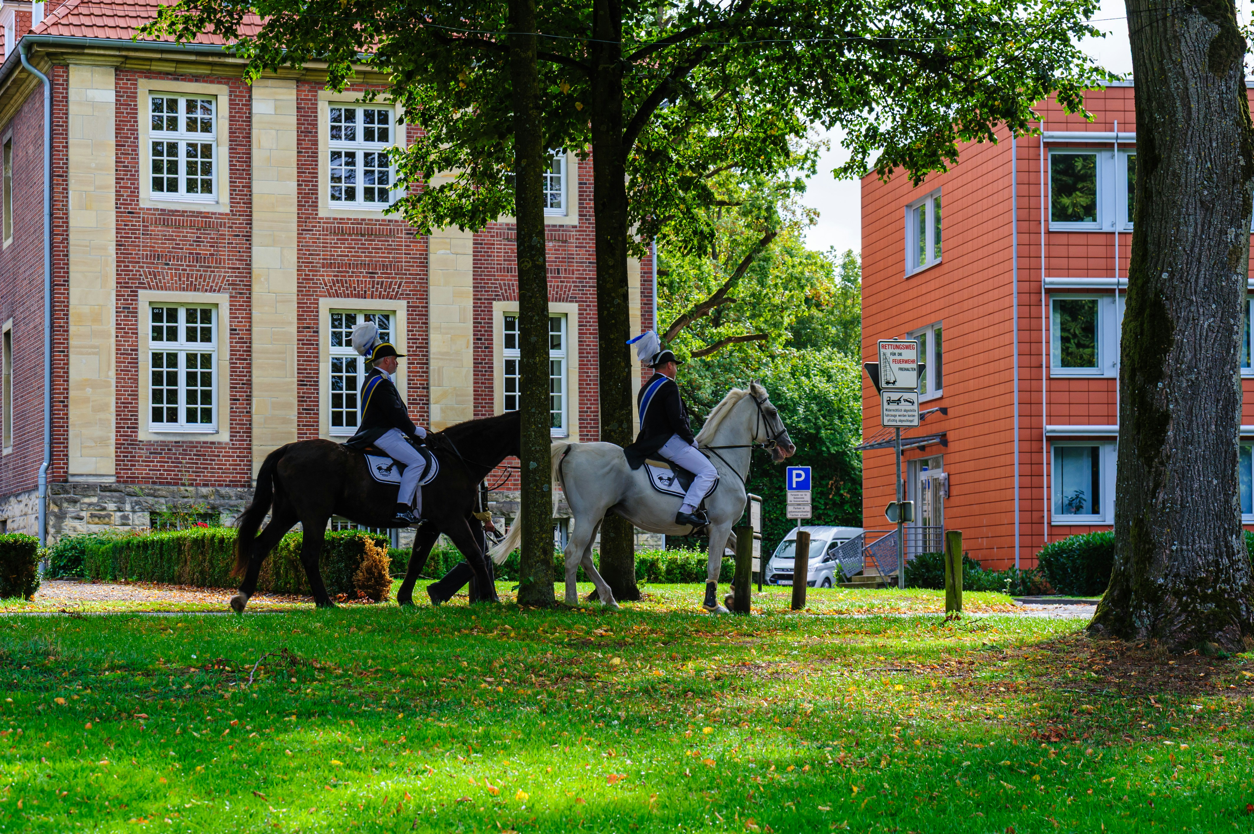 Riders in a Quiet Campus Lane