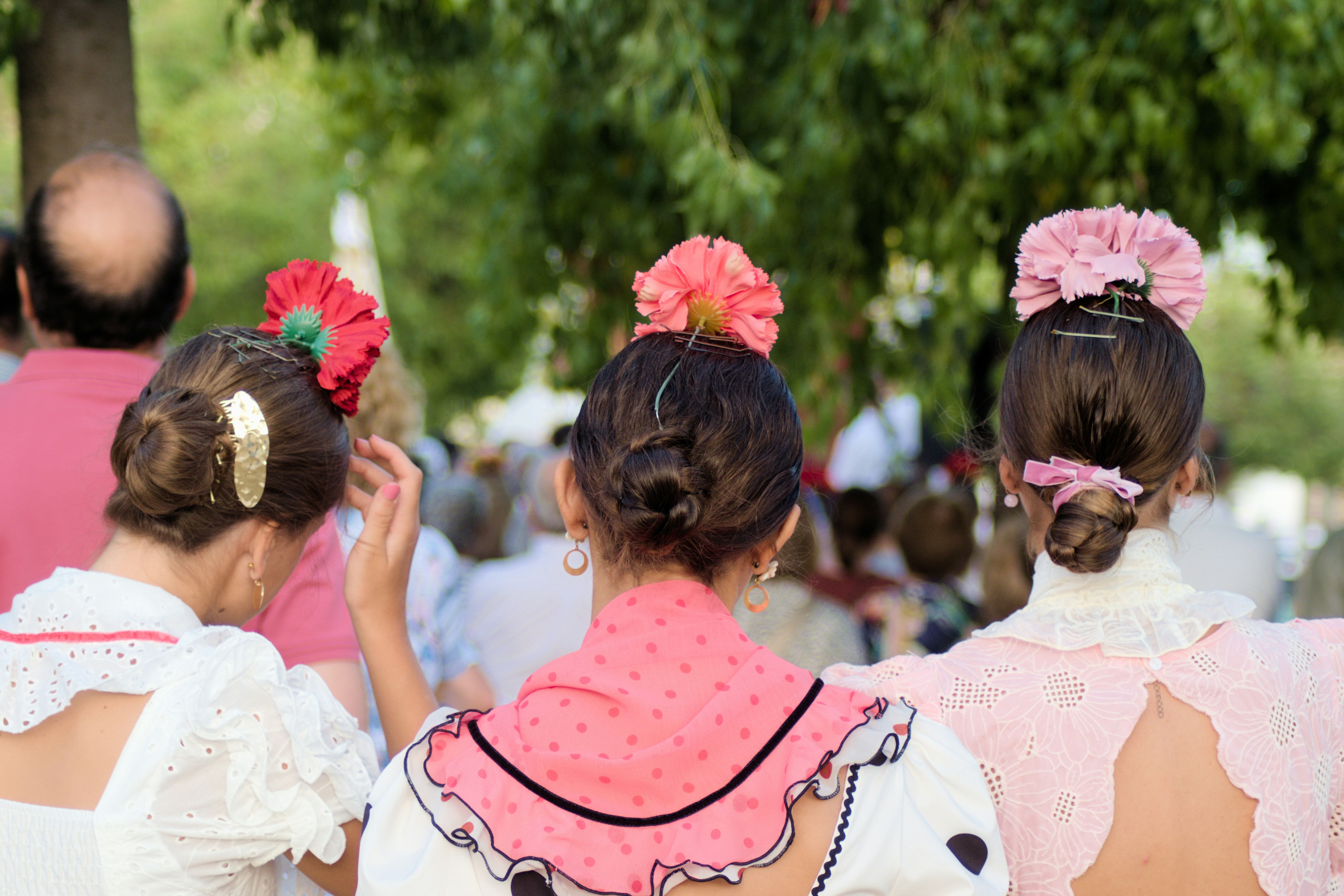 Flowered Hair Ornaments at a Traditional Gathering