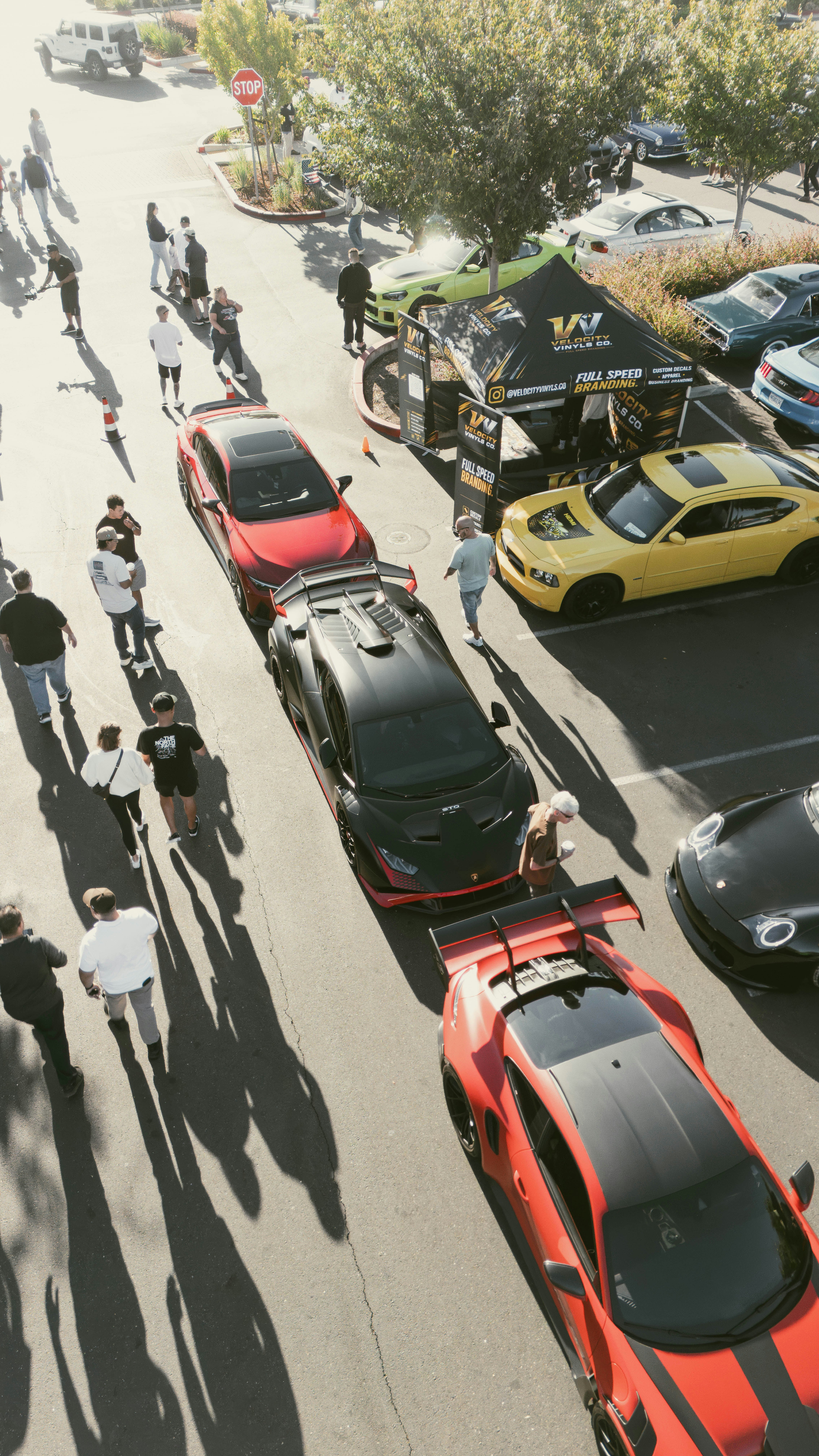 Aerial Car Showcase: Street Rally Under the Tent