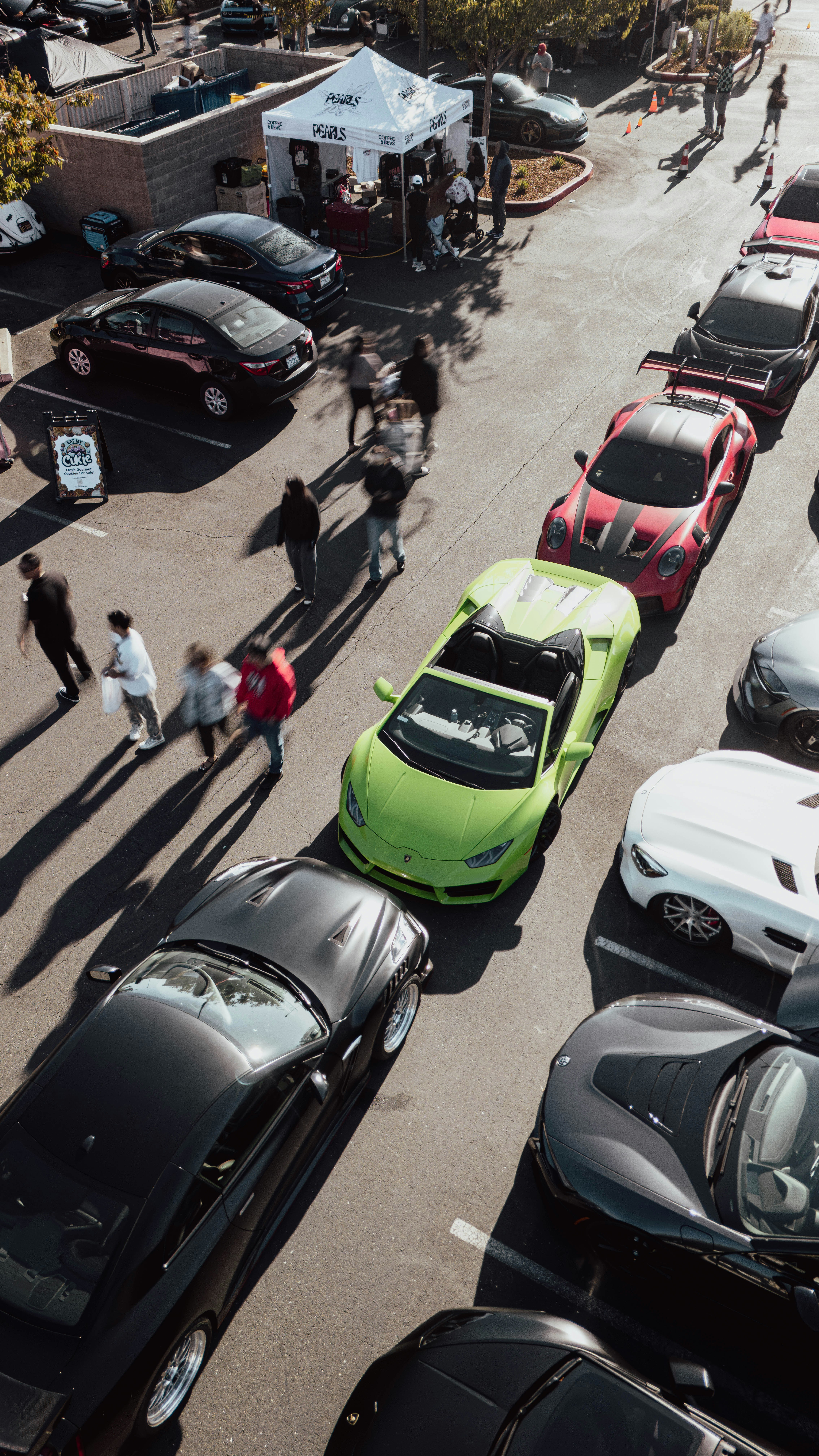 Lemon-Lime Road Rally: A Neon Convertible Leads the Line