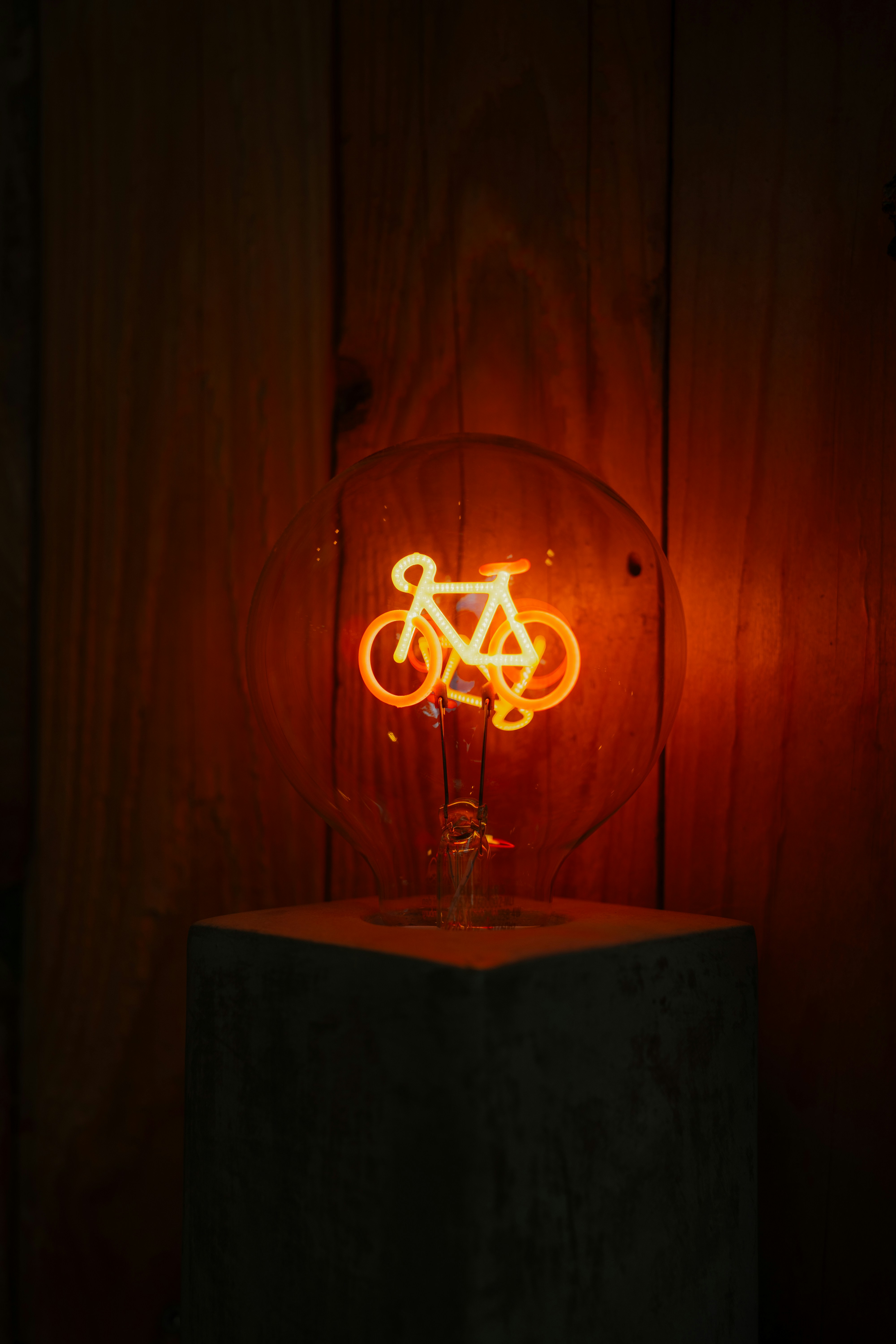 Glowing Bicycle Emblem in a Warm Wood Glow