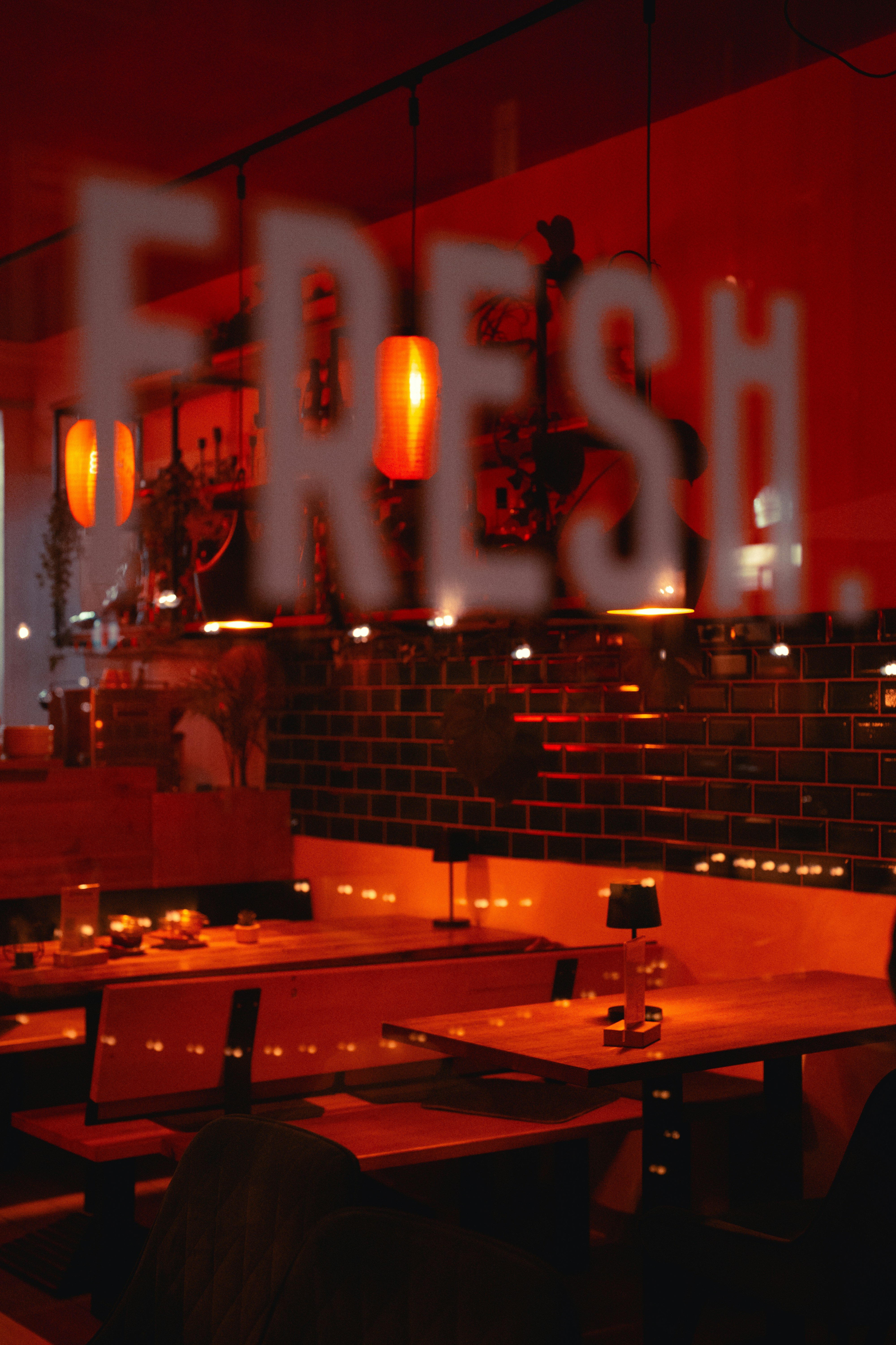 Red Glow Through Glass: A Quiet Night at the Neon Bar