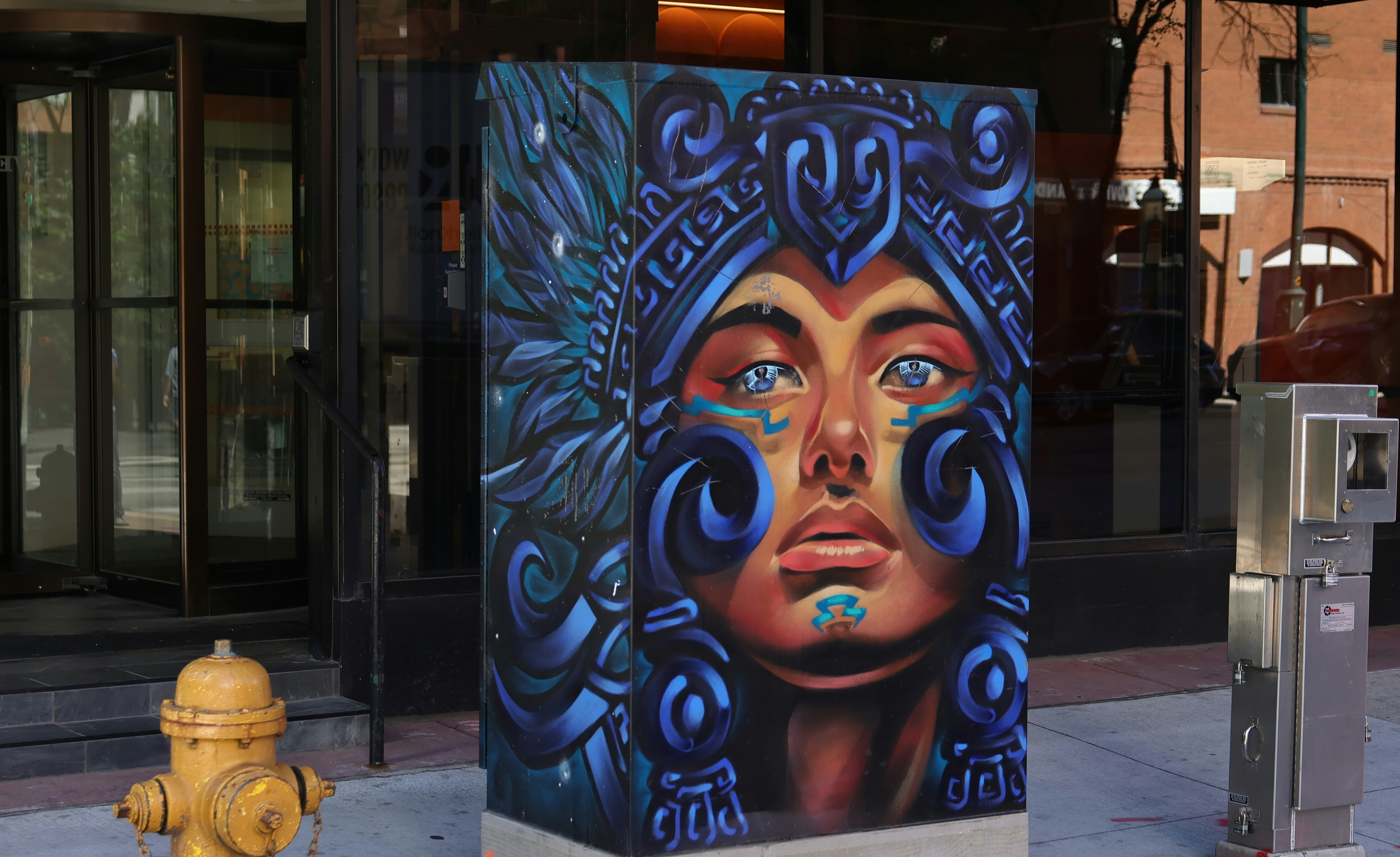 Portrait in Neon Waves: A Street Mosaic Comes Alive