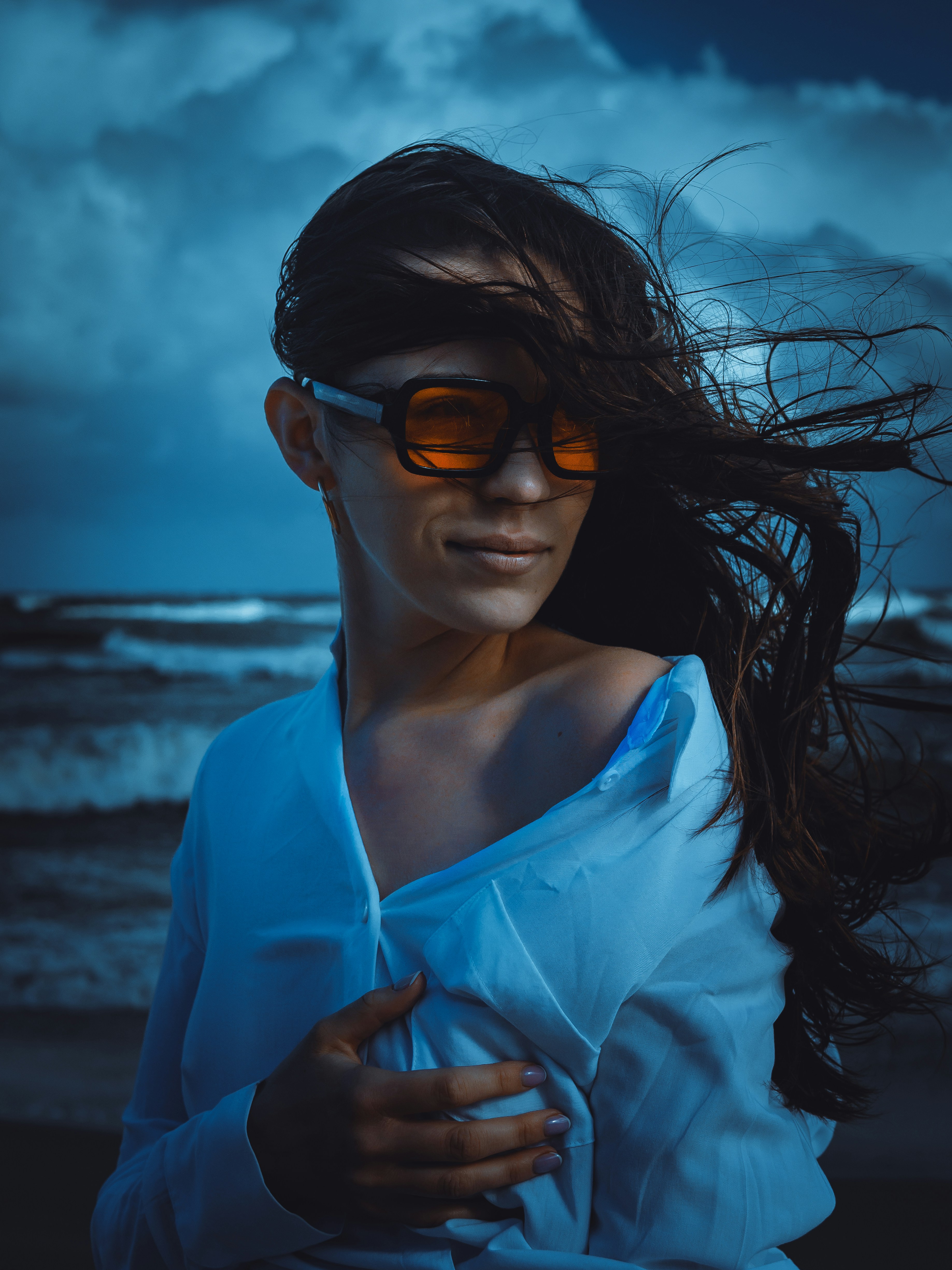 Windward Gaze: A Portrait in Ocean Wind and Blue Light