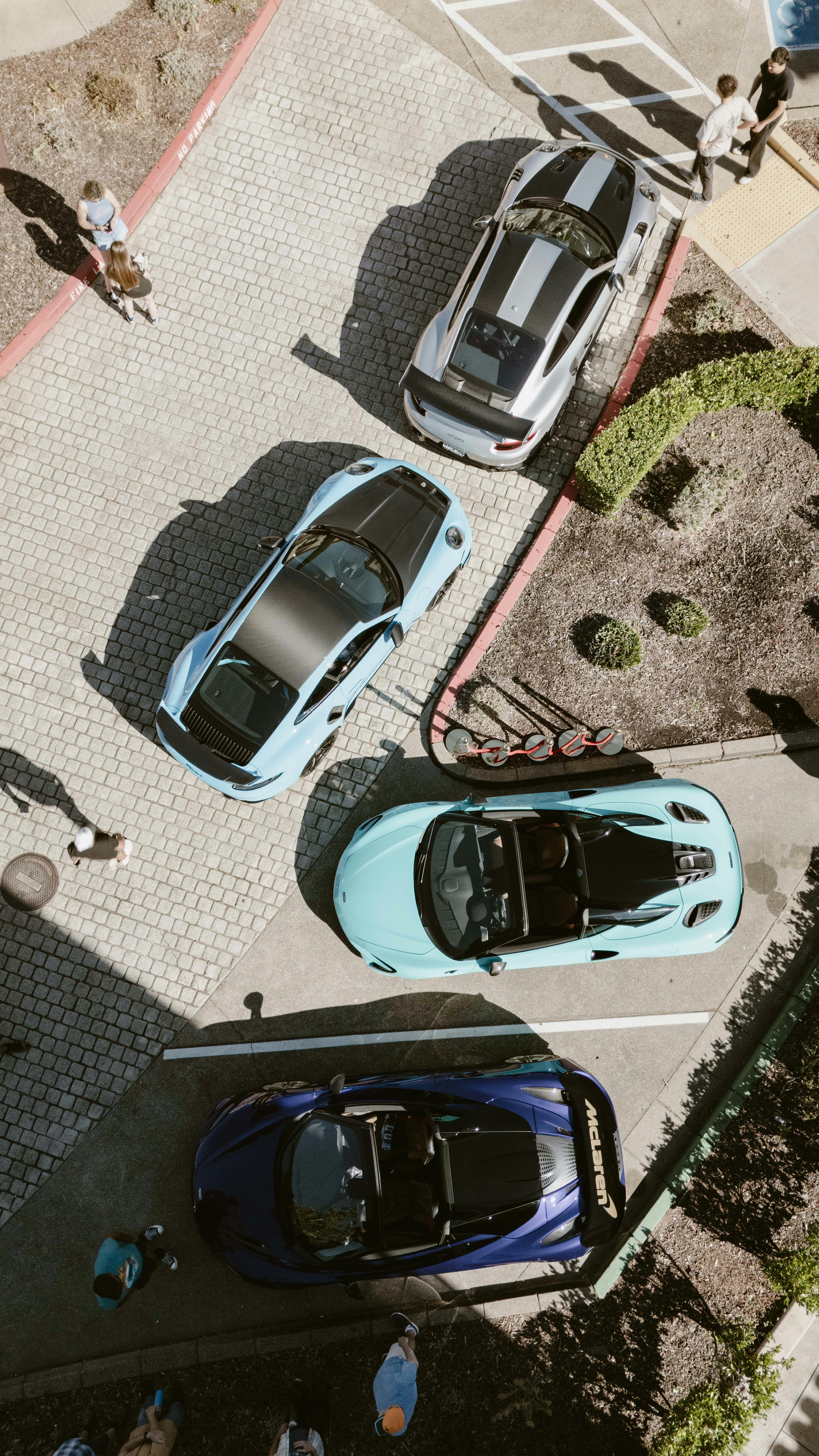 Top-Down Parade: A Garage of Fresh Paint and Shaded Shadows
