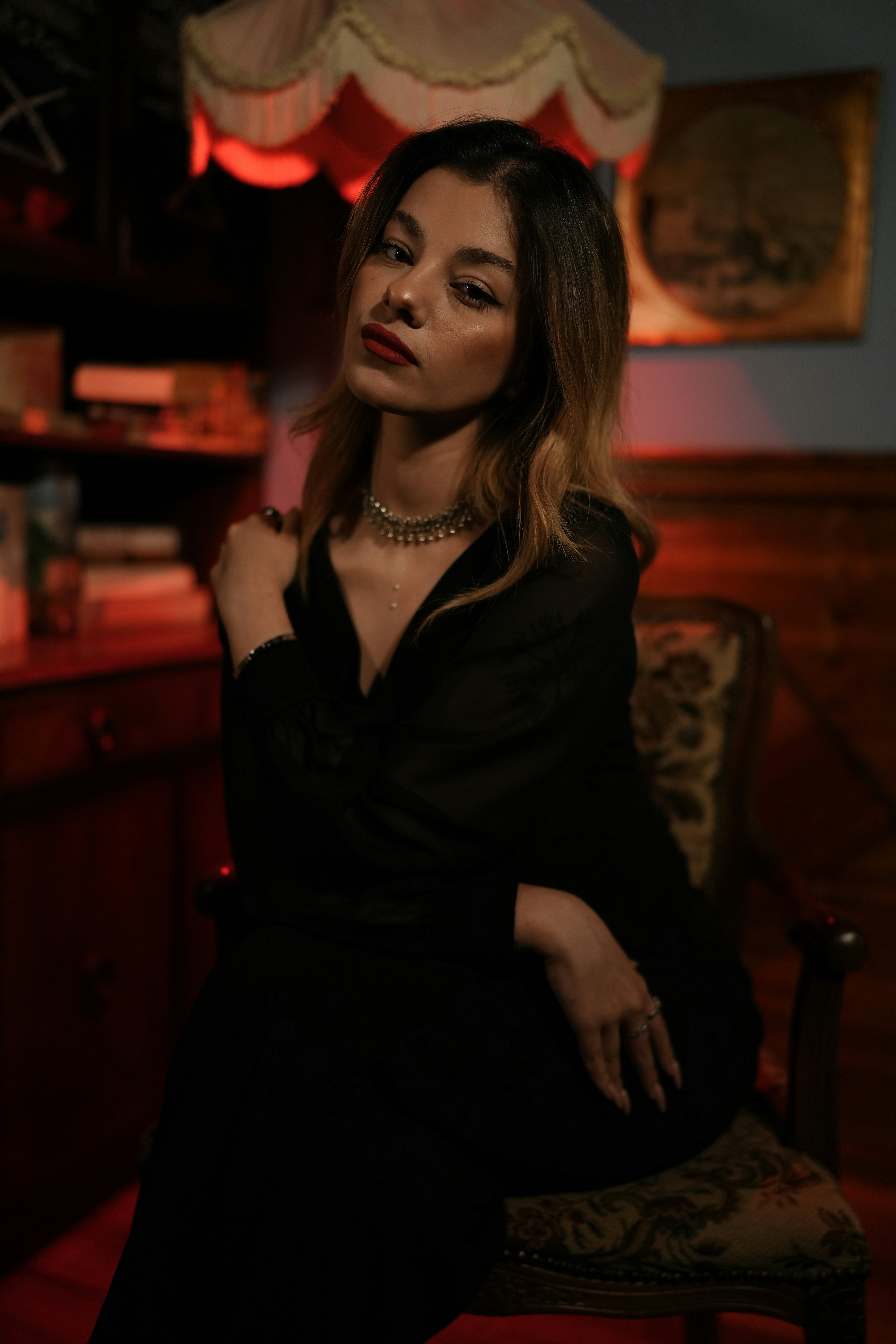 Velvet Quiet: A Midnight Portrait in Warm Reserved Light