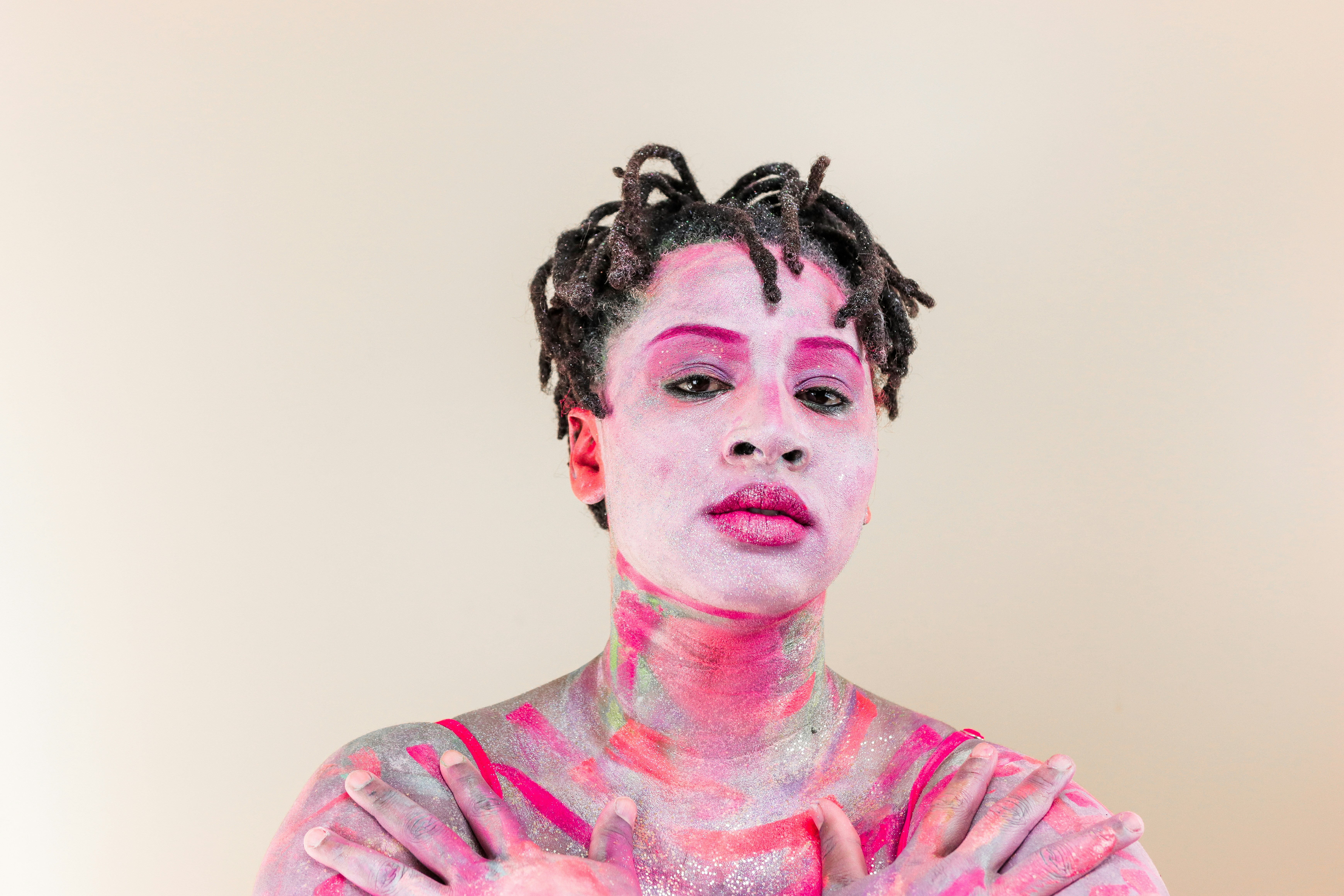 Pose in Pastel Hues: A Portrait of Chromatic Confidence
