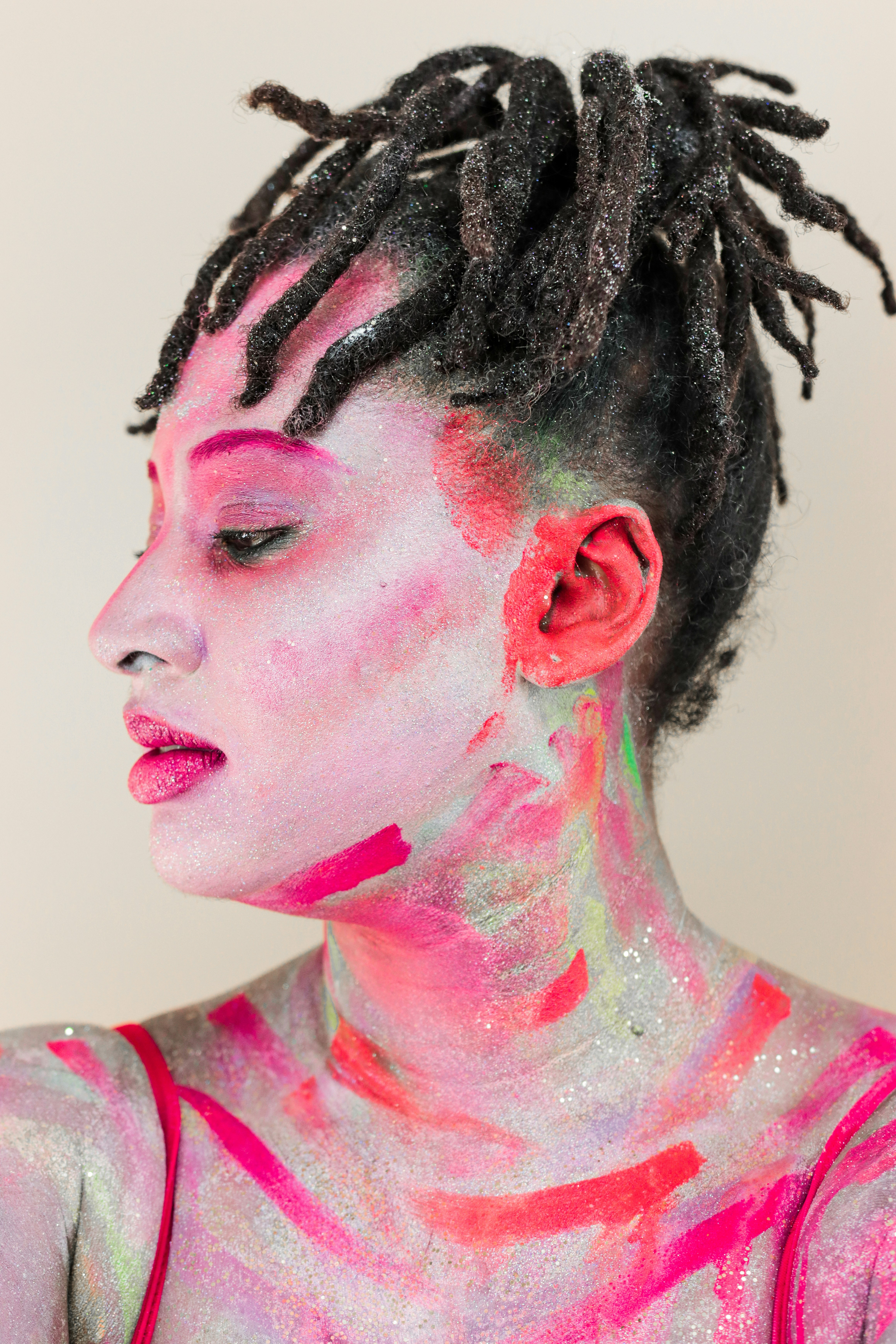 Chromatic Sculpt: Painterly Portrait in Neon Flesh