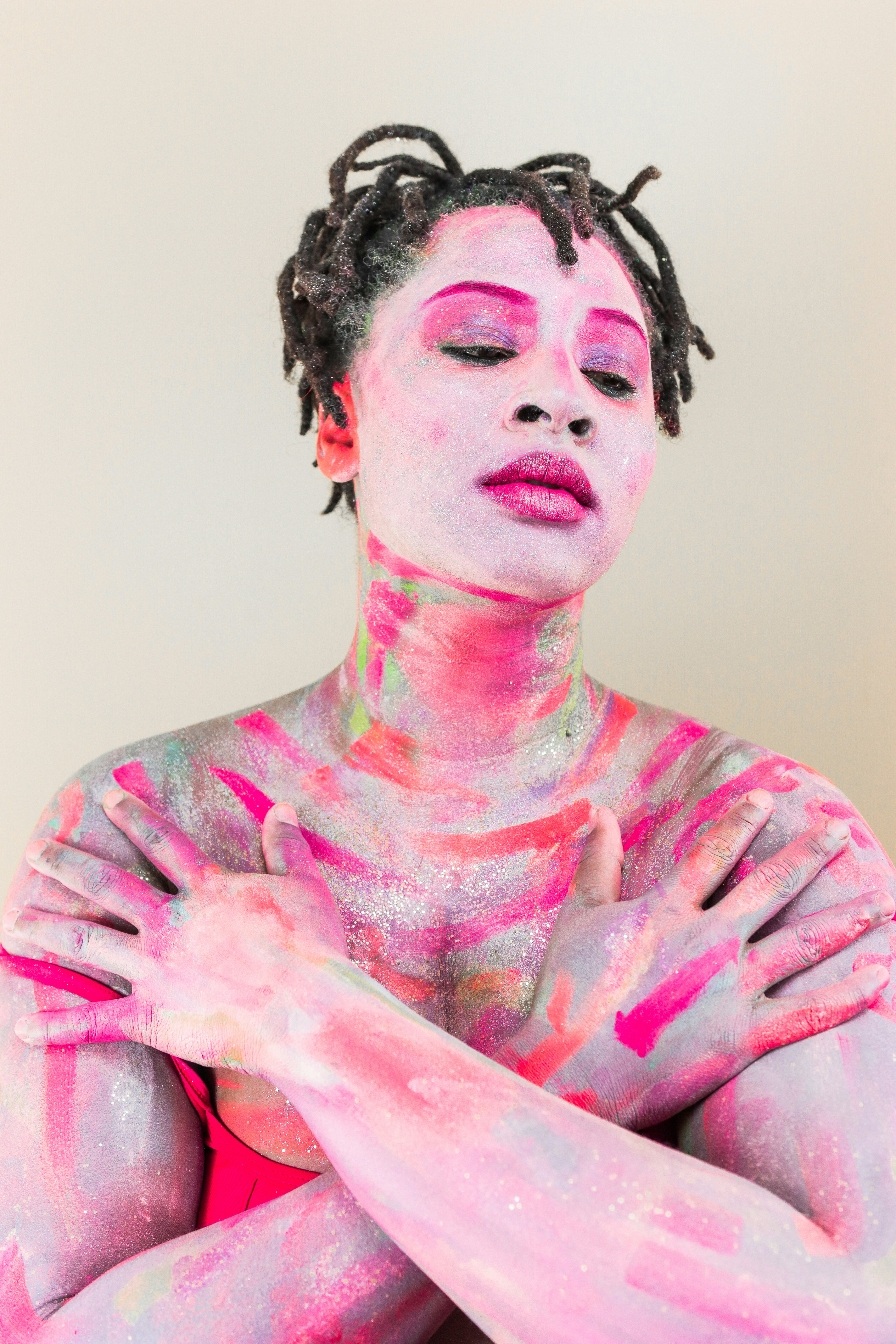 Vivid Portrait of Self-Expression Through Color-Blocked Skin