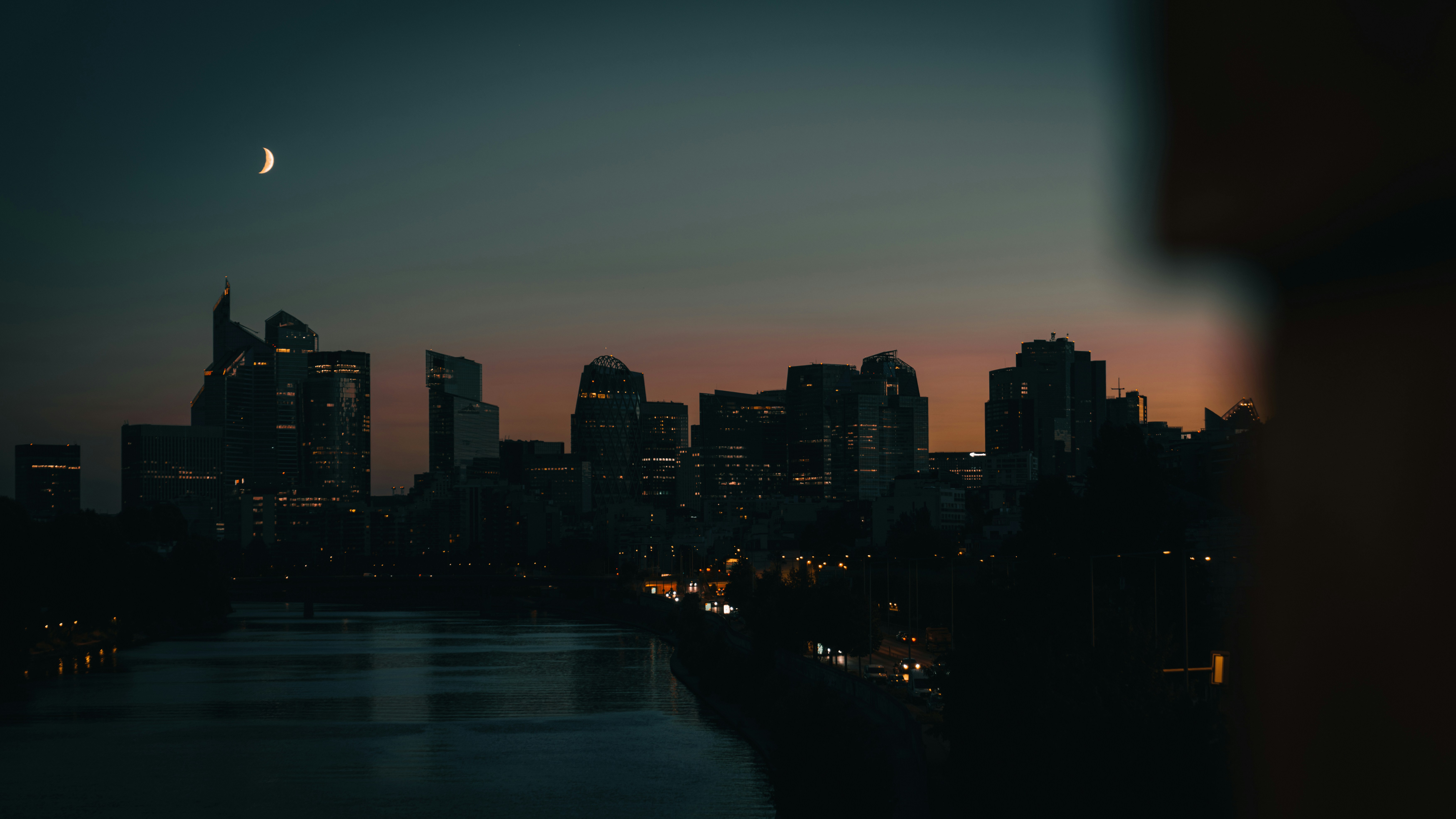 Midnight Crescent over the River City