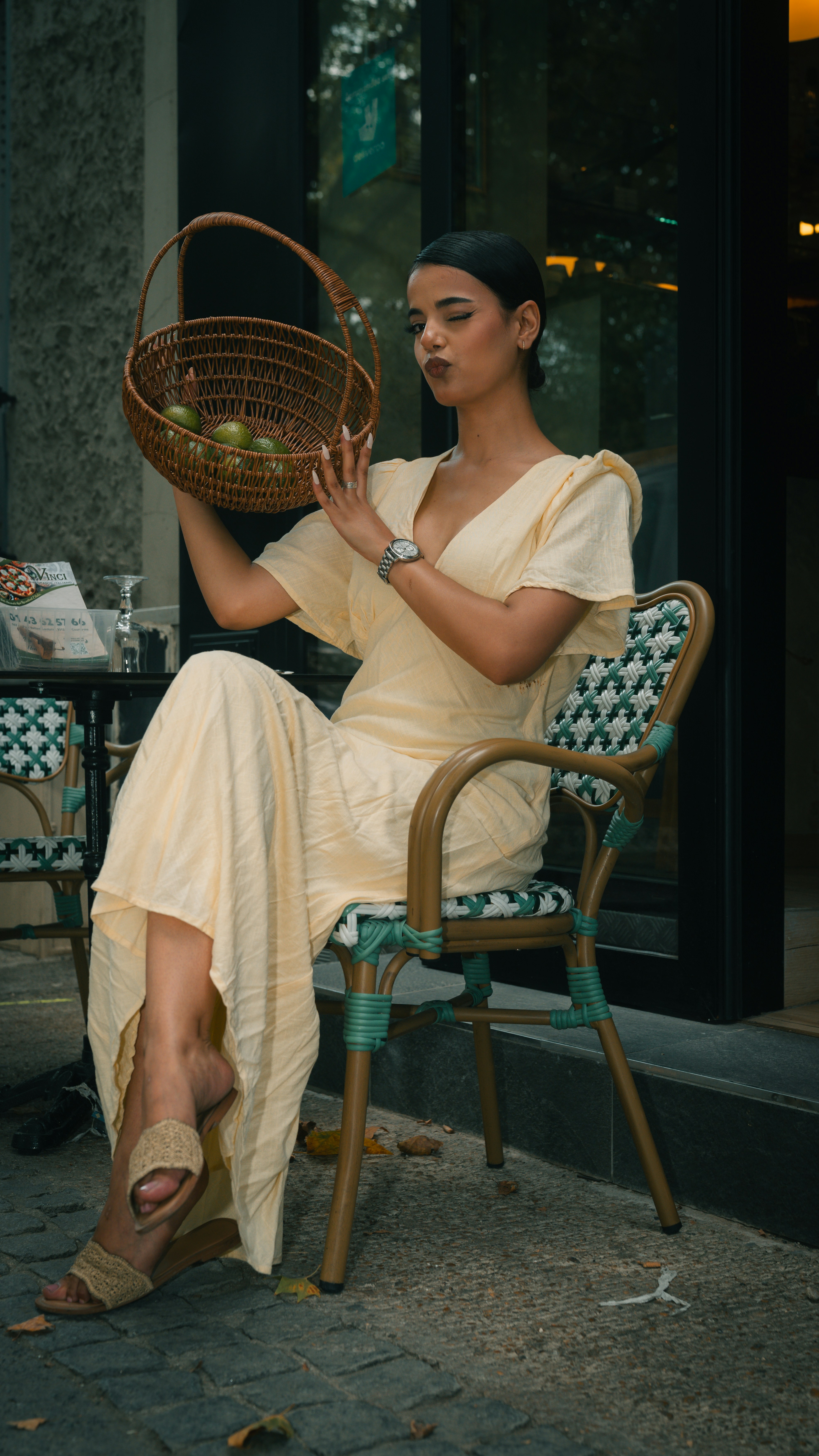 Casual Grace: Basket, Dress, and Afternoon Light