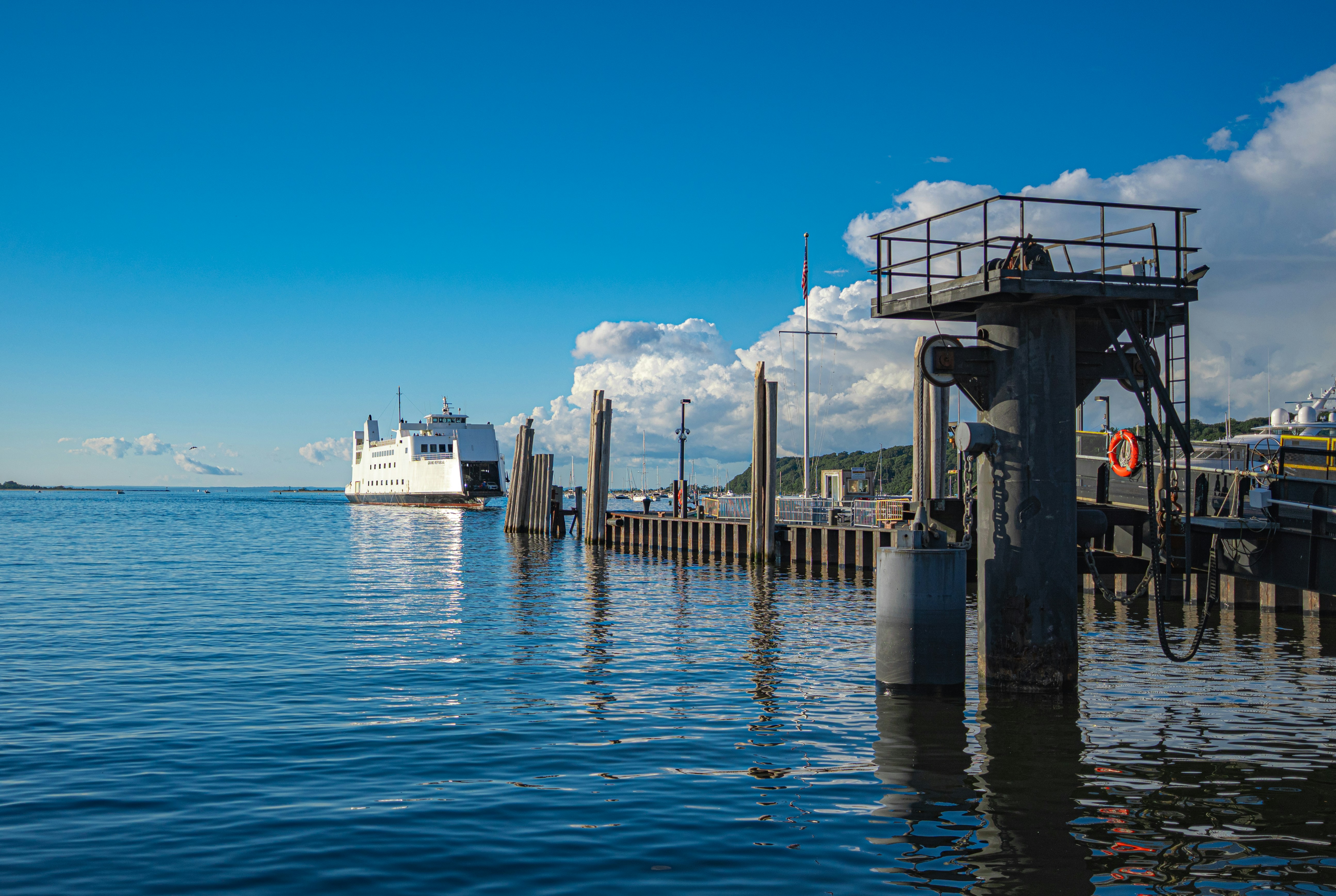 Dockside Dawn: A Quiet Ferry at the Waterfront Pier