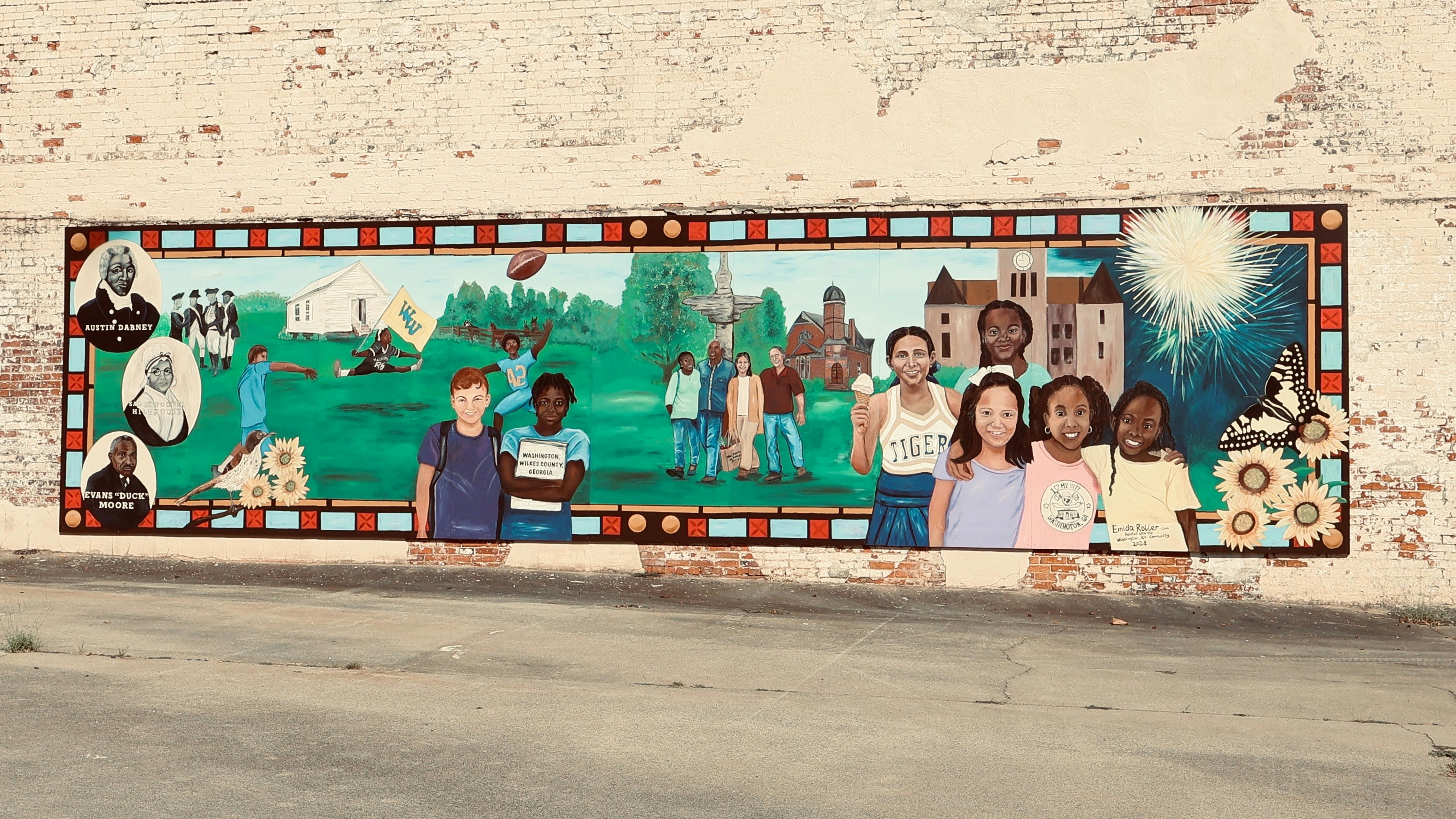 Group of Kids in a Colorful Mural Garden Scene
