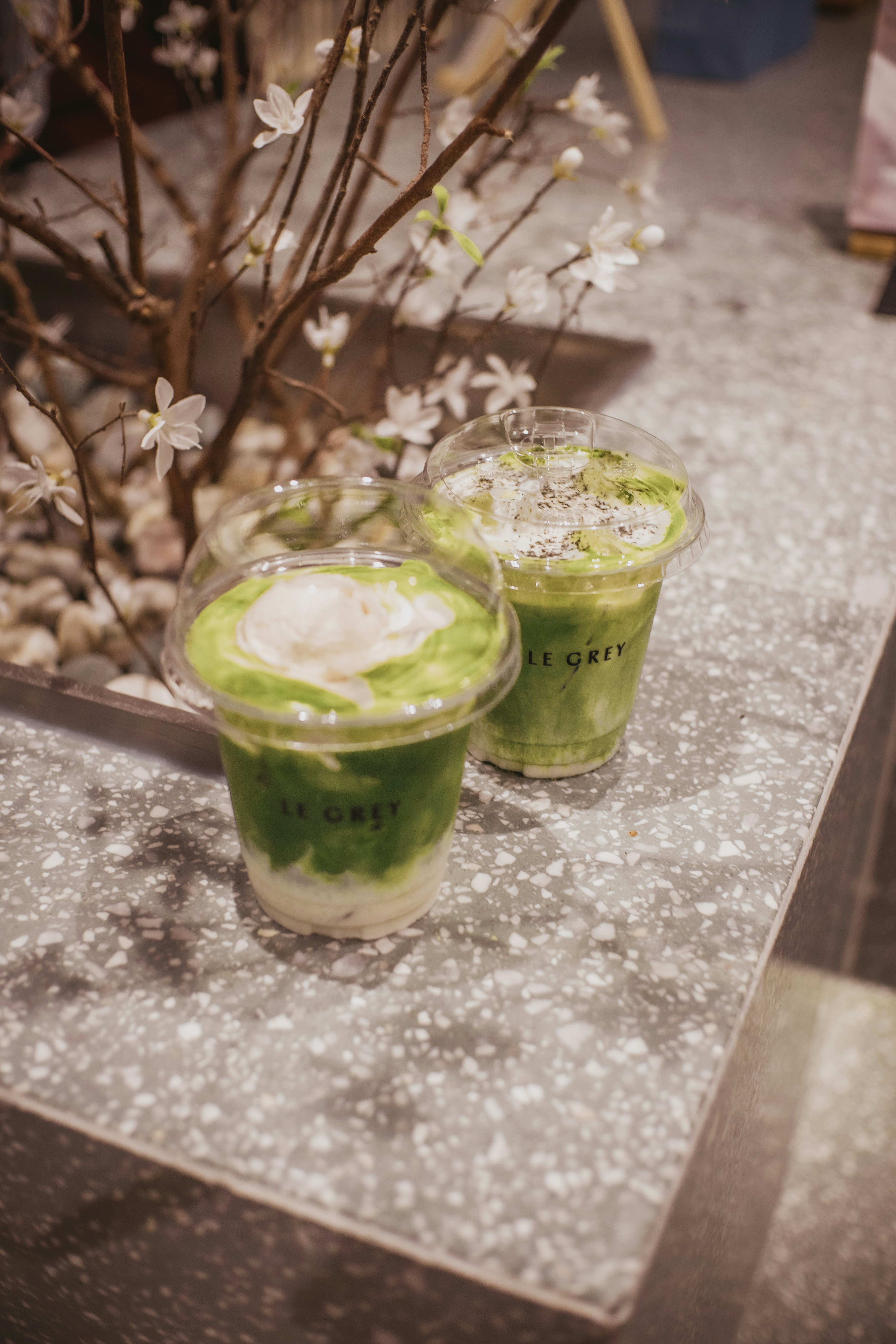 Verdant Frappes on a Frosted Counter