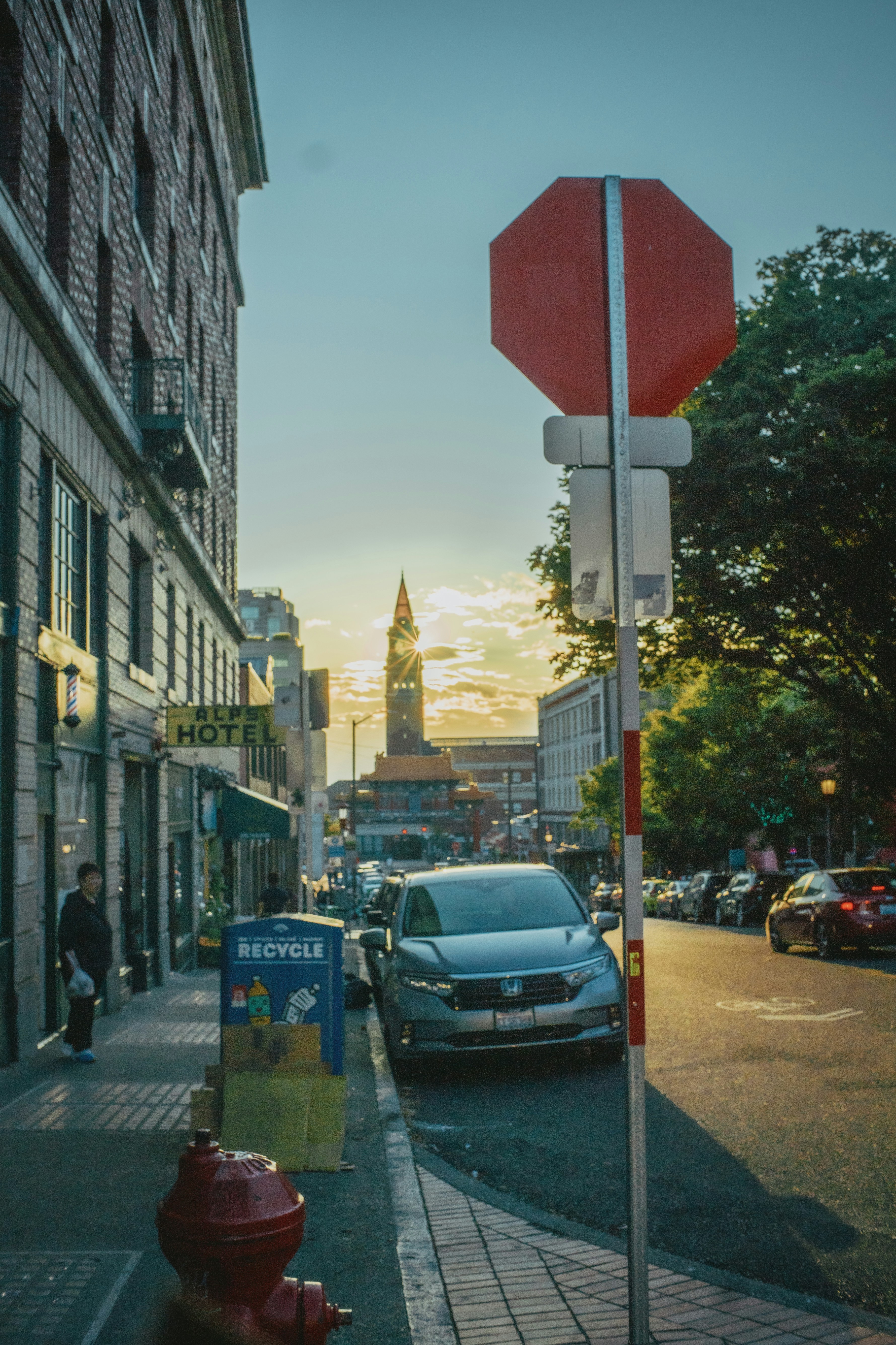 Urban Sunset on a City Street