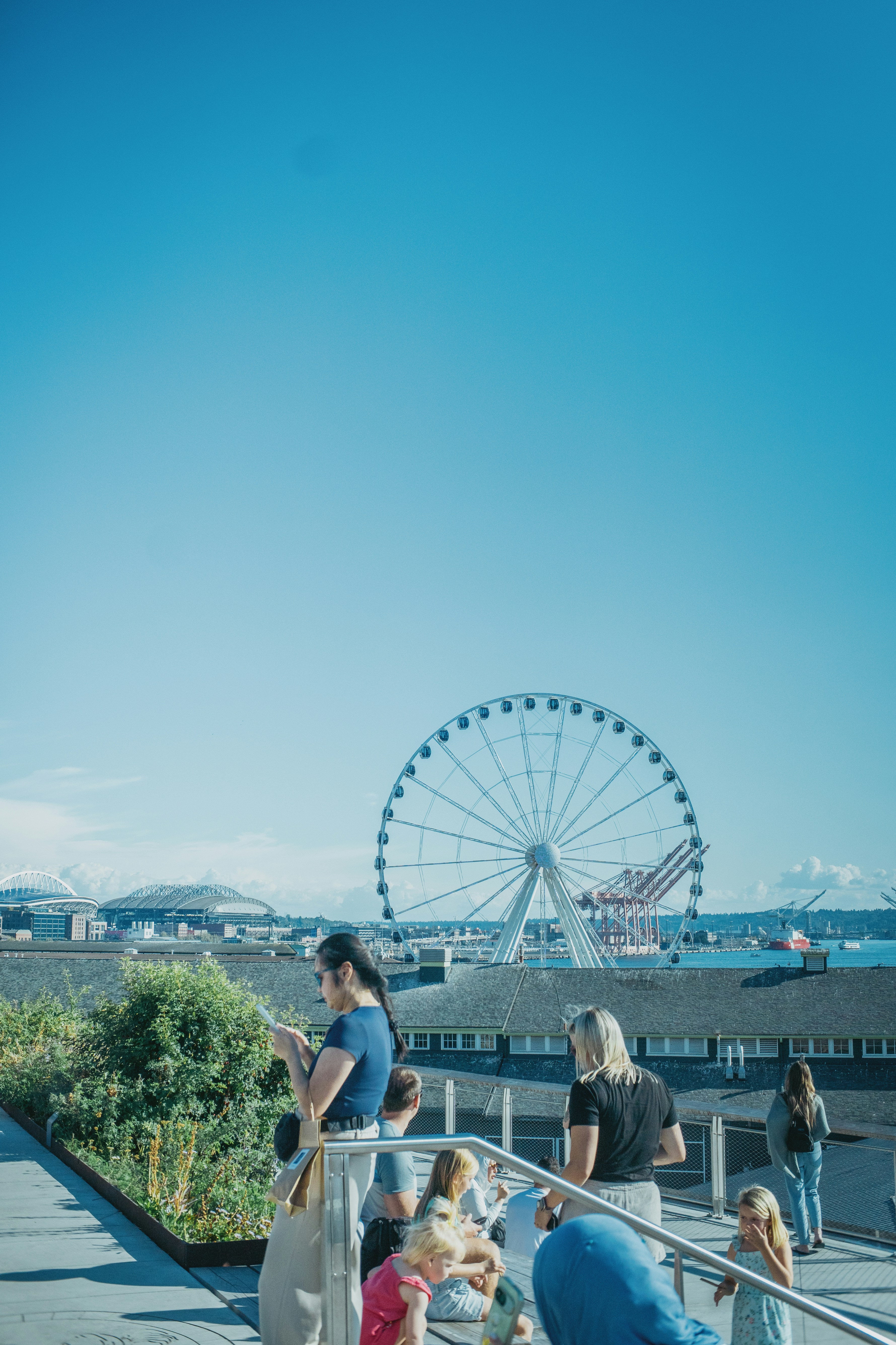Rooftop Gathering with a Ferris Wheel Vista