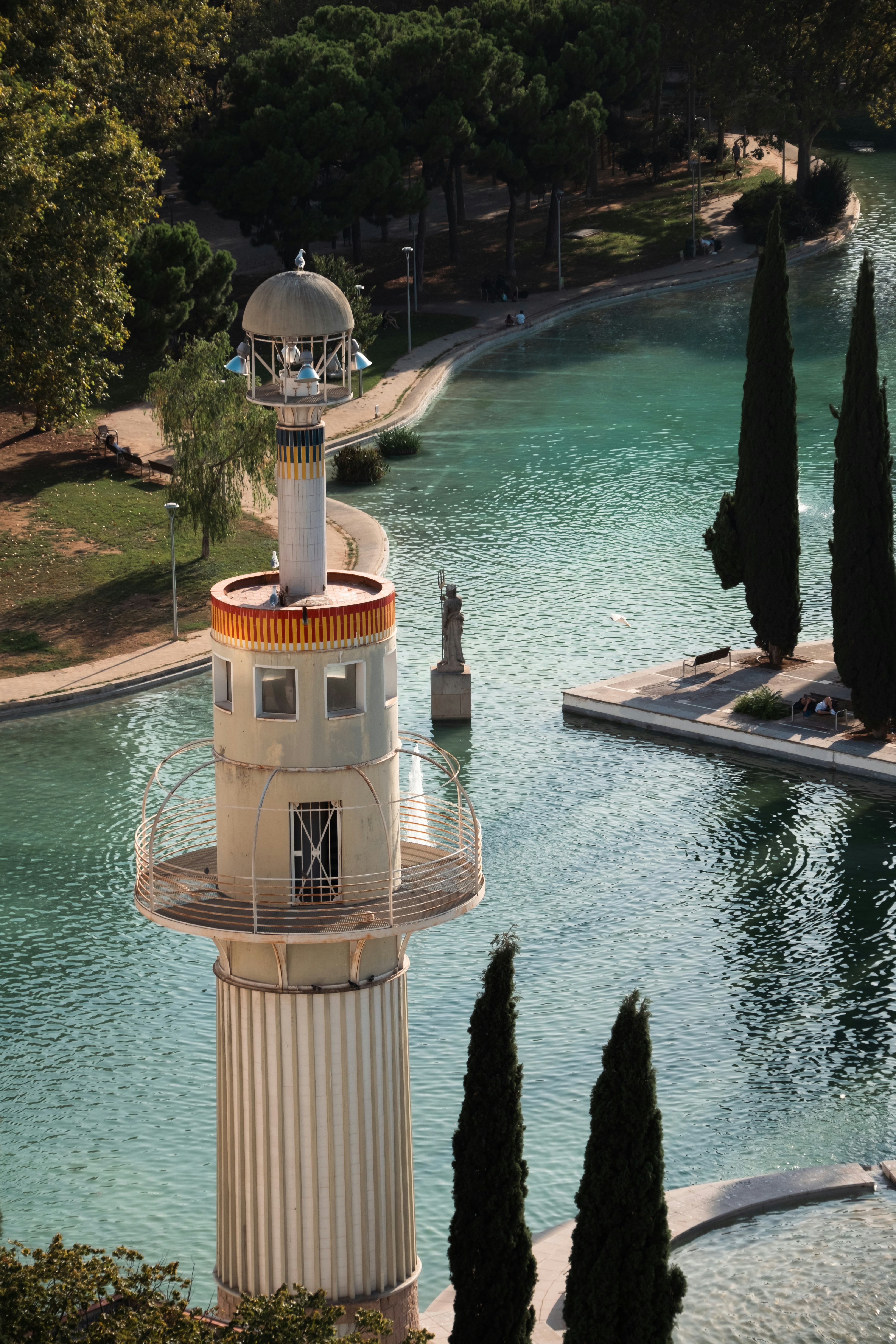 Lighthouse Tower over Turquoise Reservoir