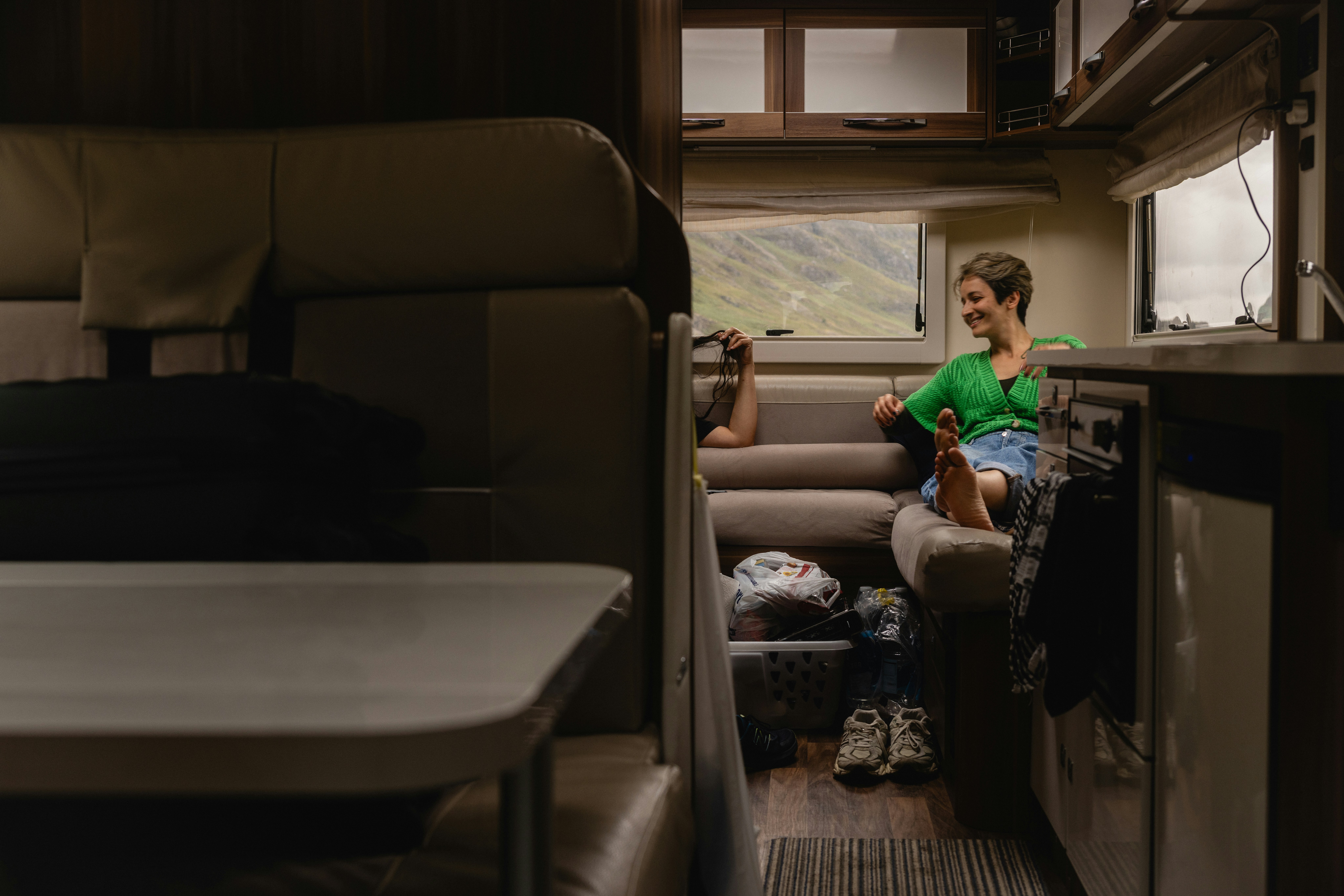 Quiet Conversation in a Cozy RV Nook