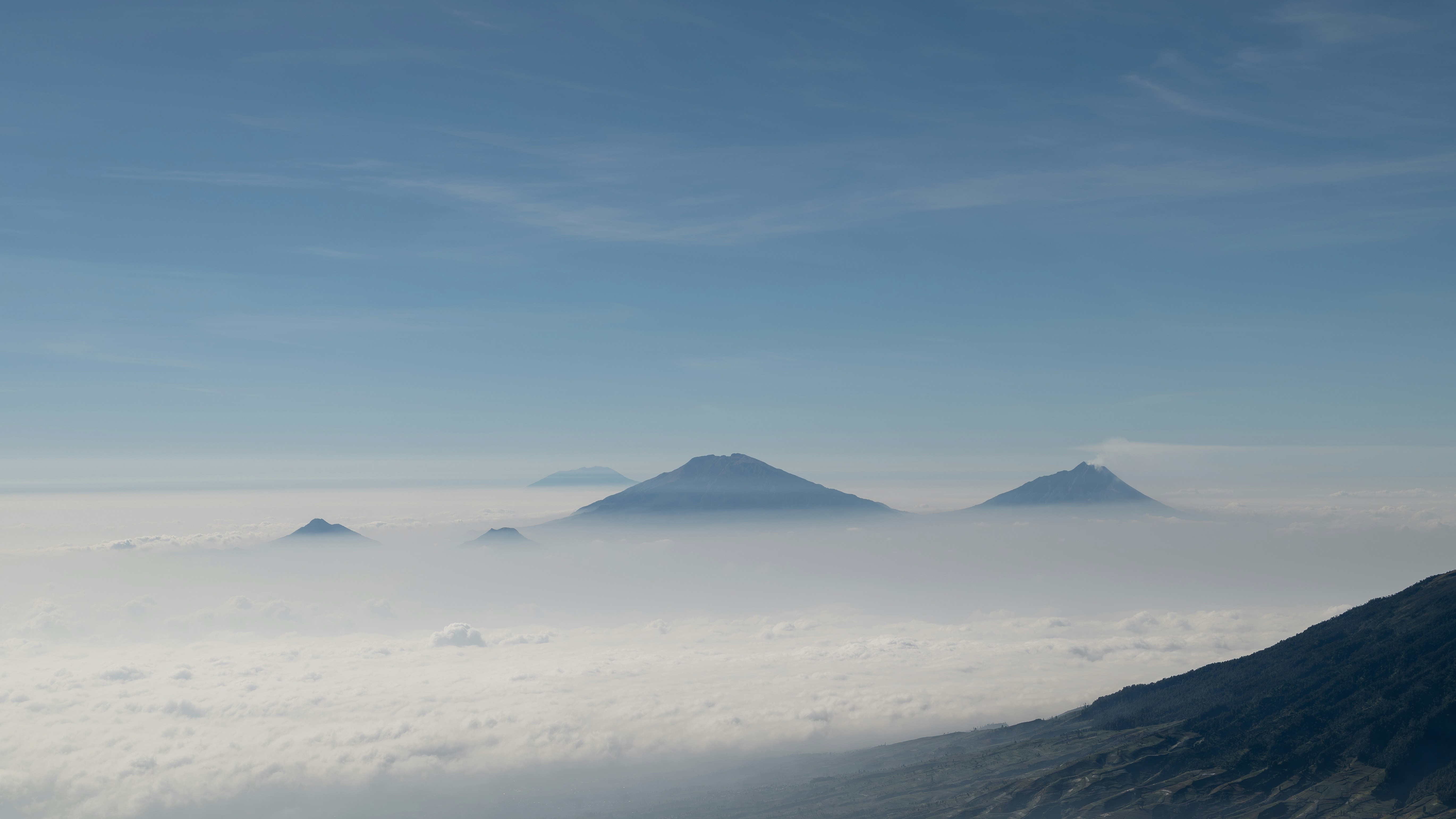 Islands of Cloud and Cone: A Quiet Summit Above the Sea of Mist