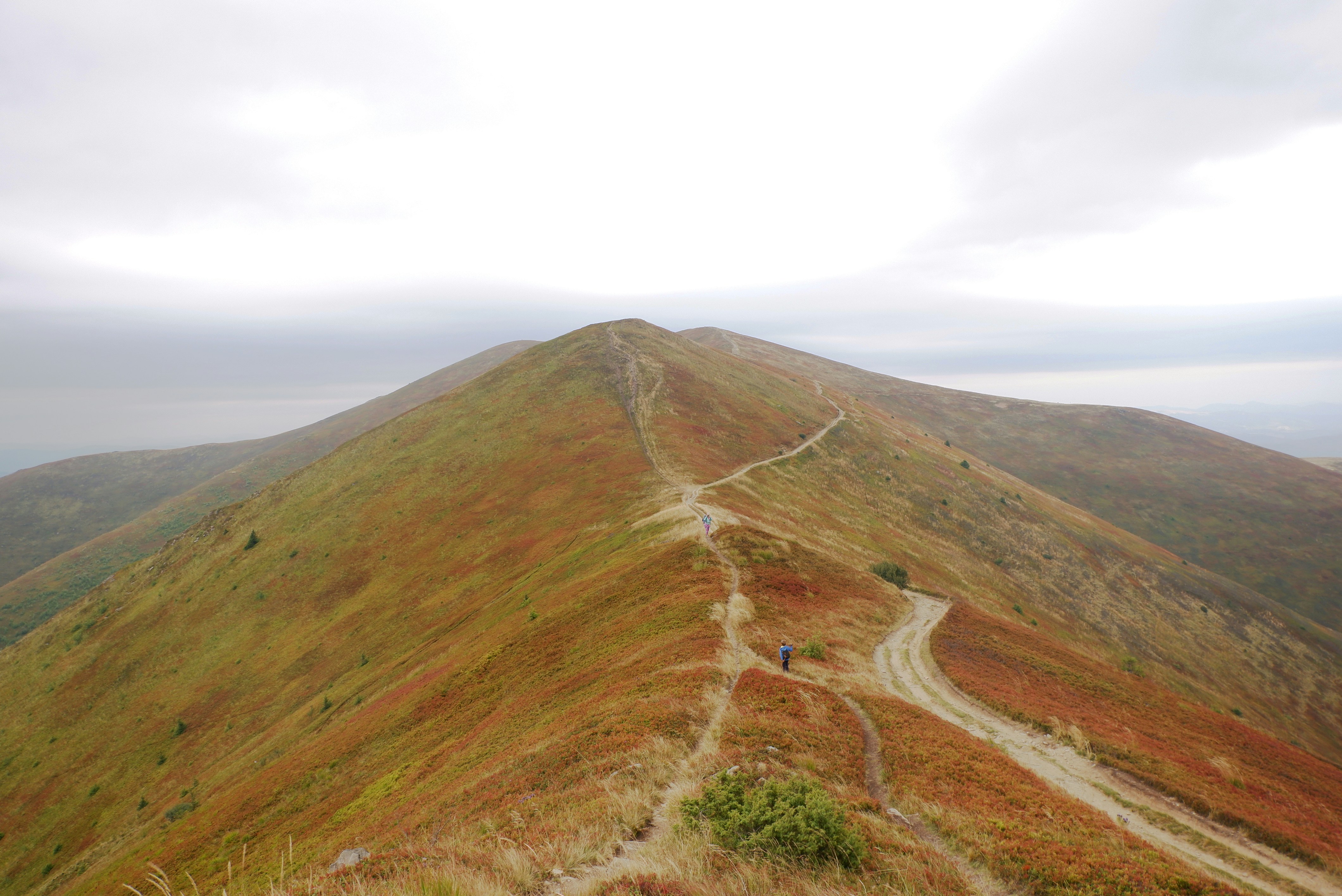 Trail to the Horizon: A Winding Climb Along a Misty Ridge