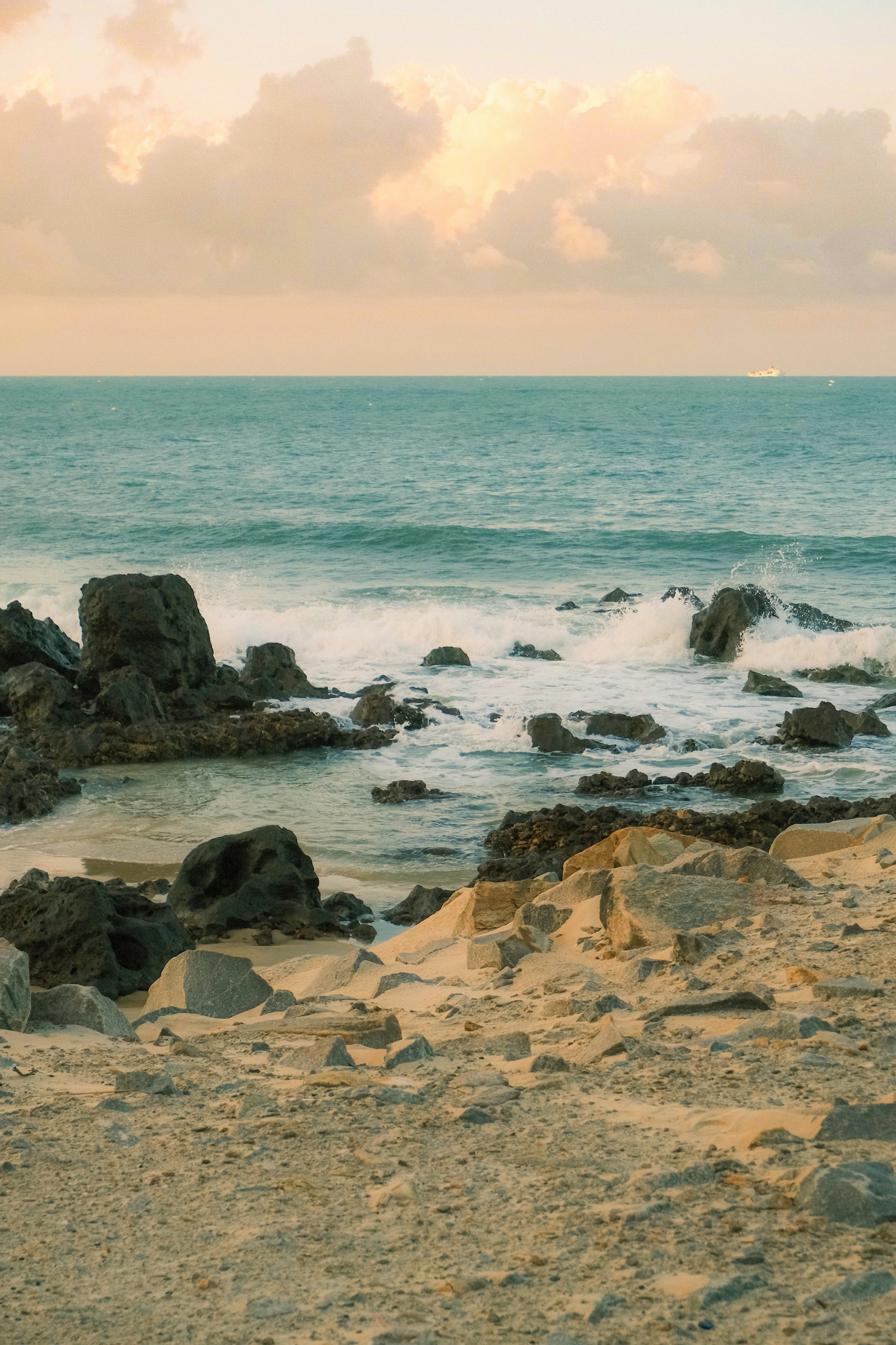 Rugged shoreline at low angle of golden hour