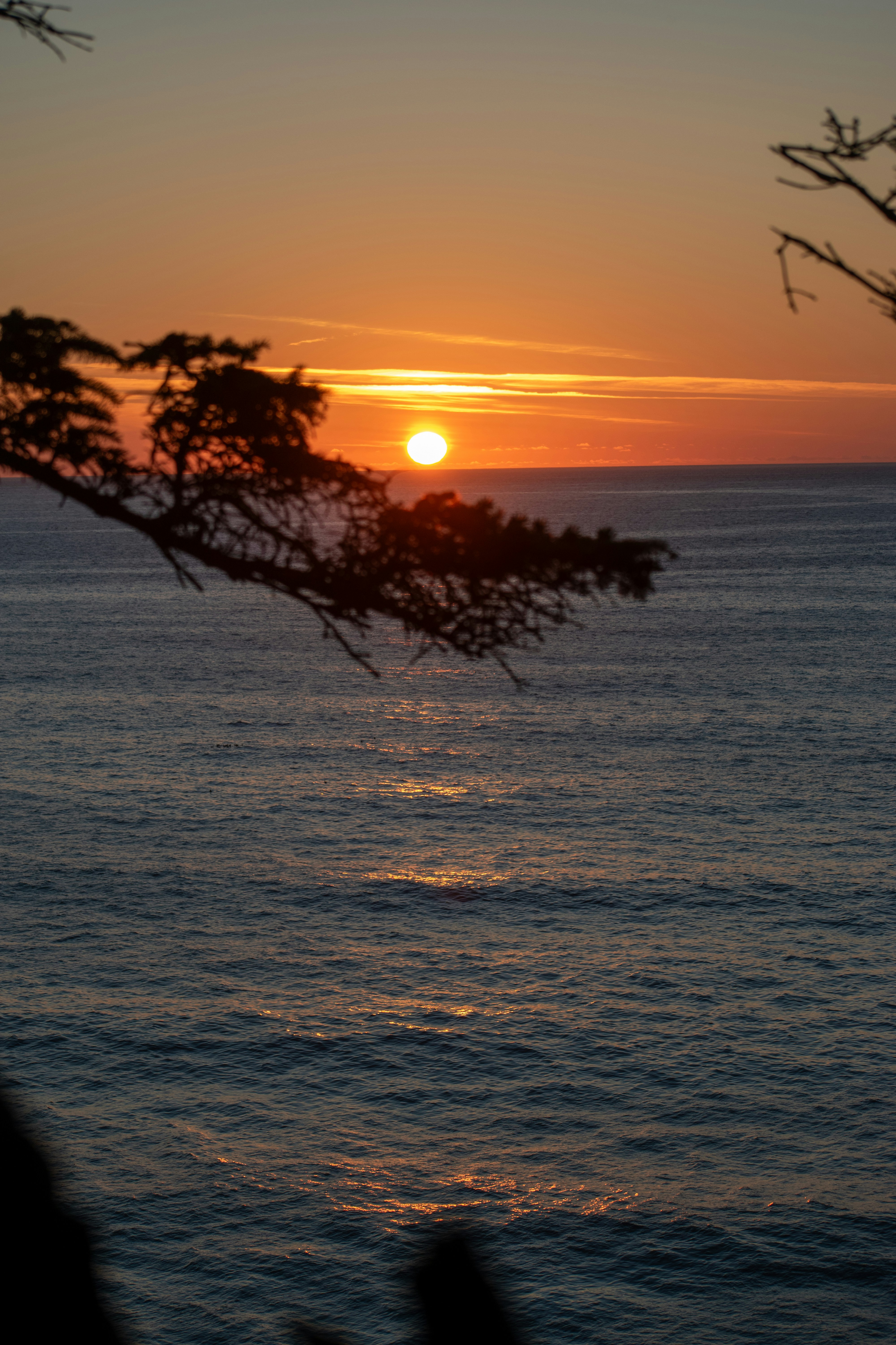 Sunset Silhouette over a Quiet Sea
