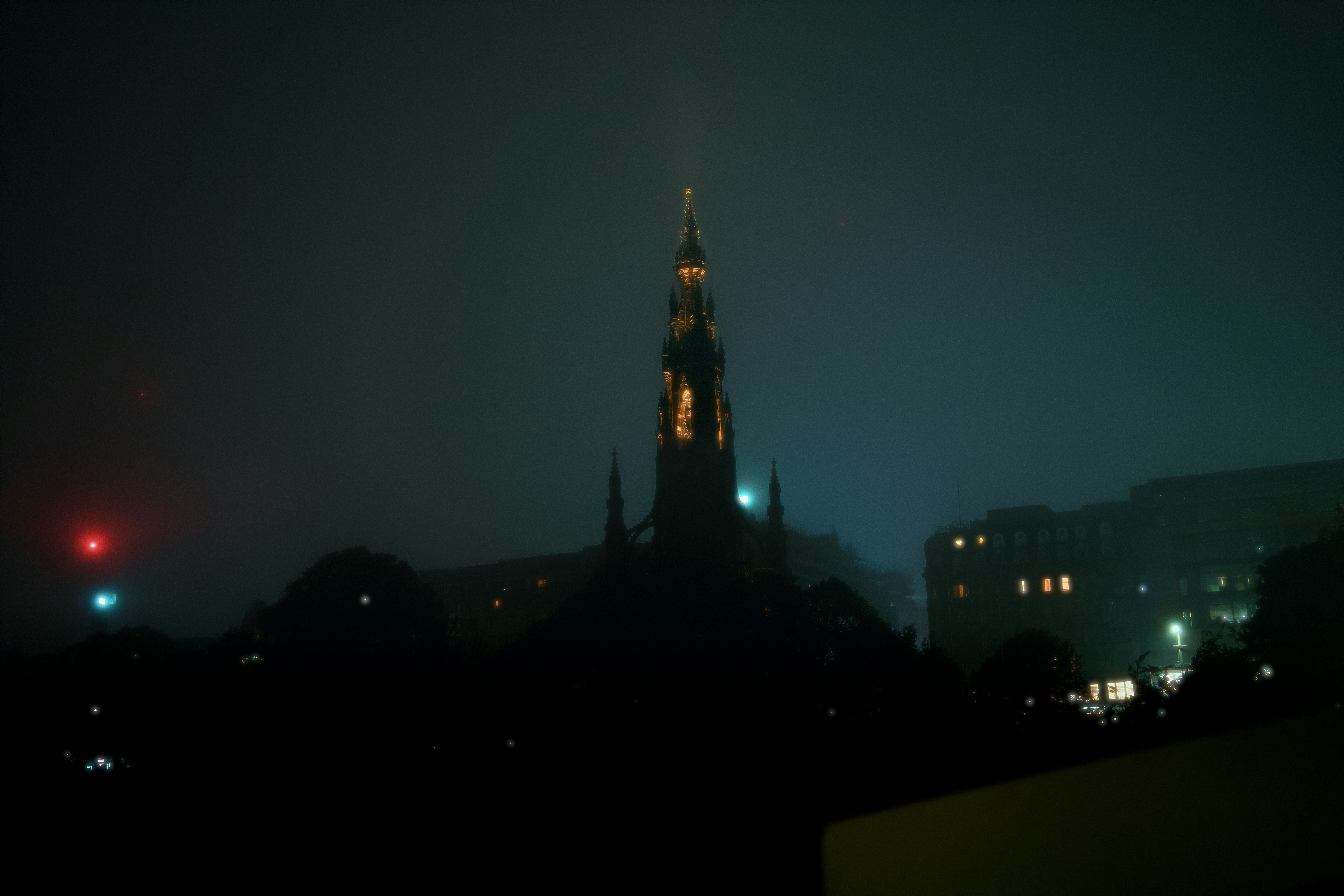 Midnight Spire Under City Lights