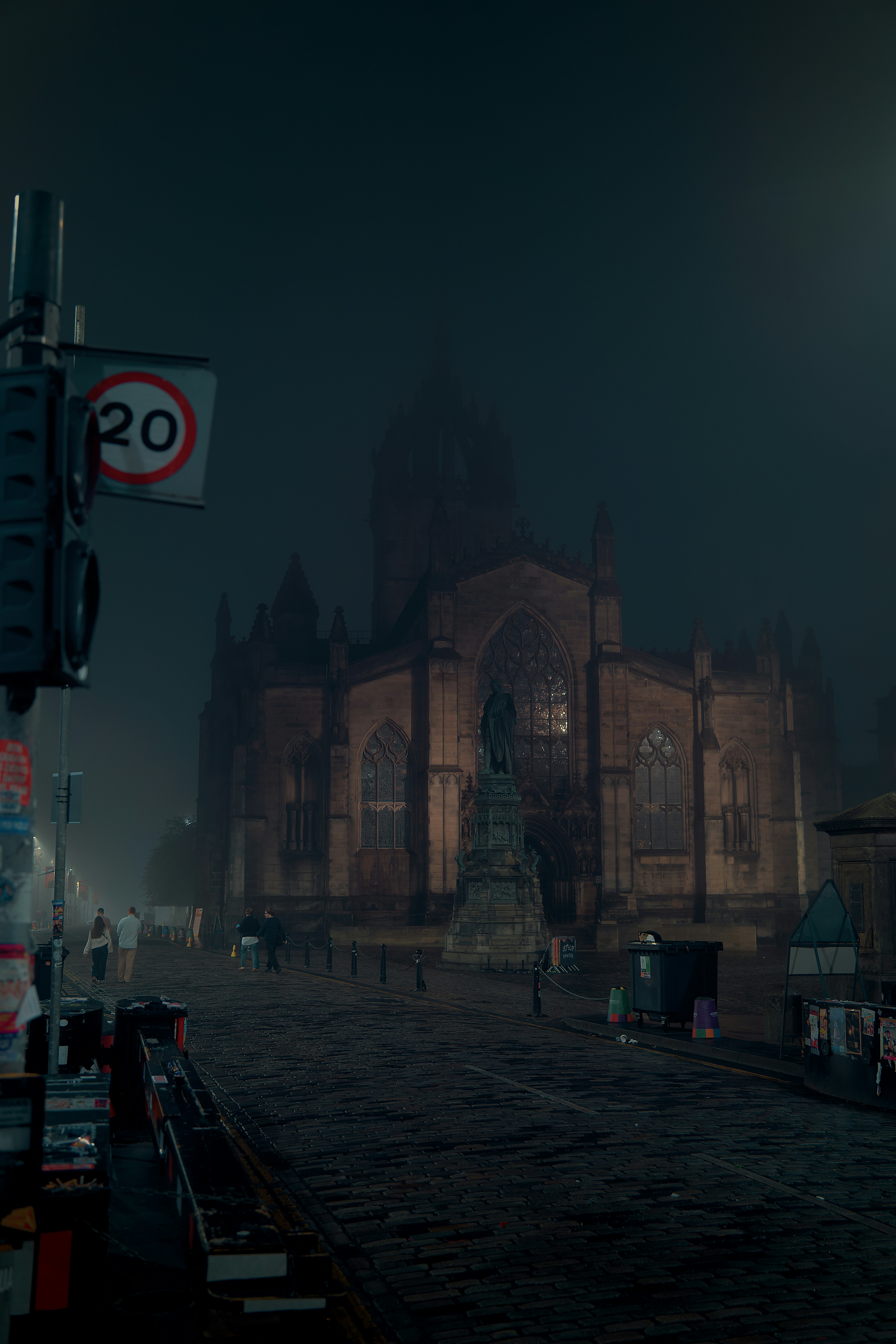 Moonlit Cathedral Vignette Over cobblestones