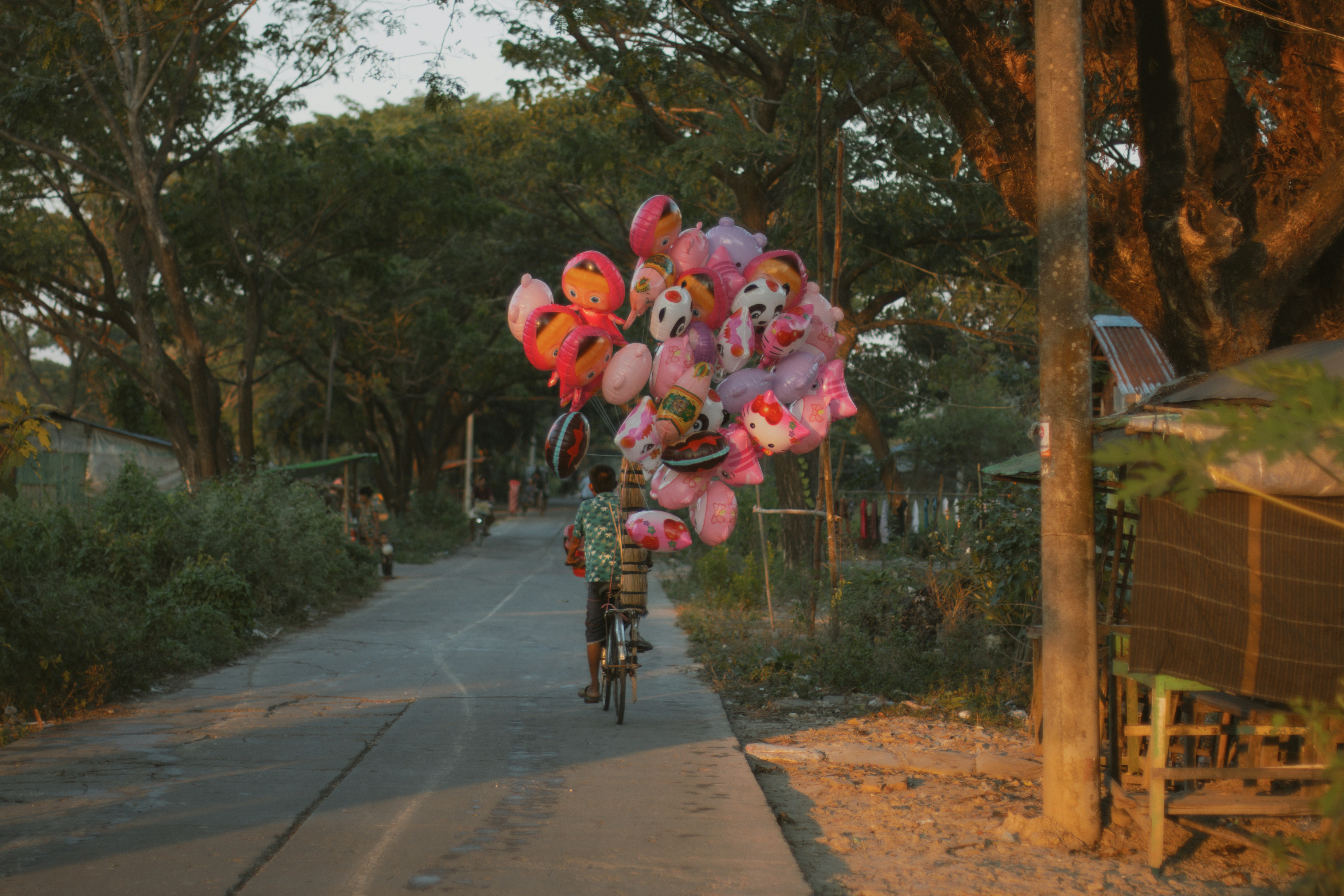 Balloon Caravan on a Quiet Evening Lane